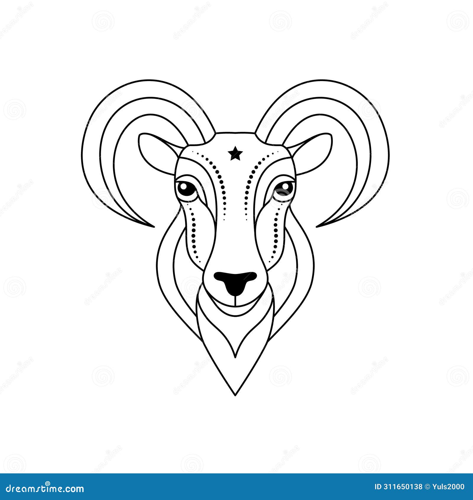 Aries Zodiac Sign in Line Art Style Stock Vector - Illustration of logo ...