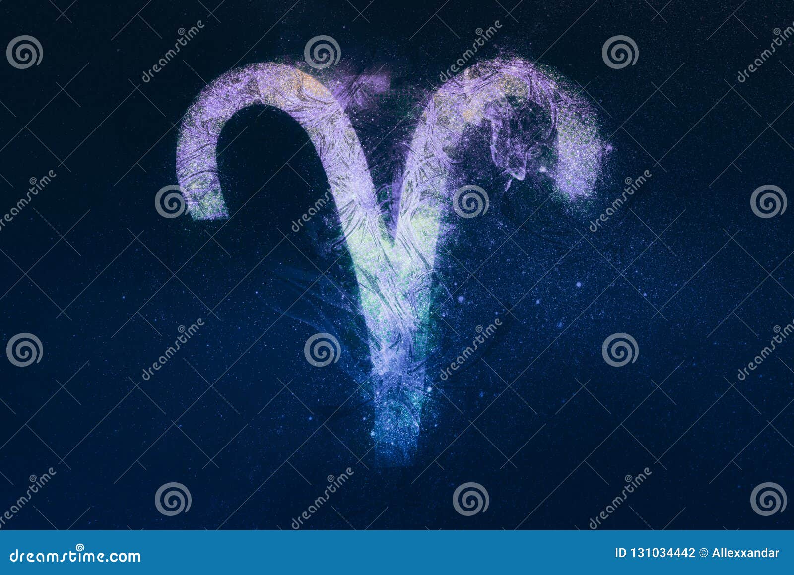 Aries The Ram Zodiac Constellation Map On A Starry Space Background ...