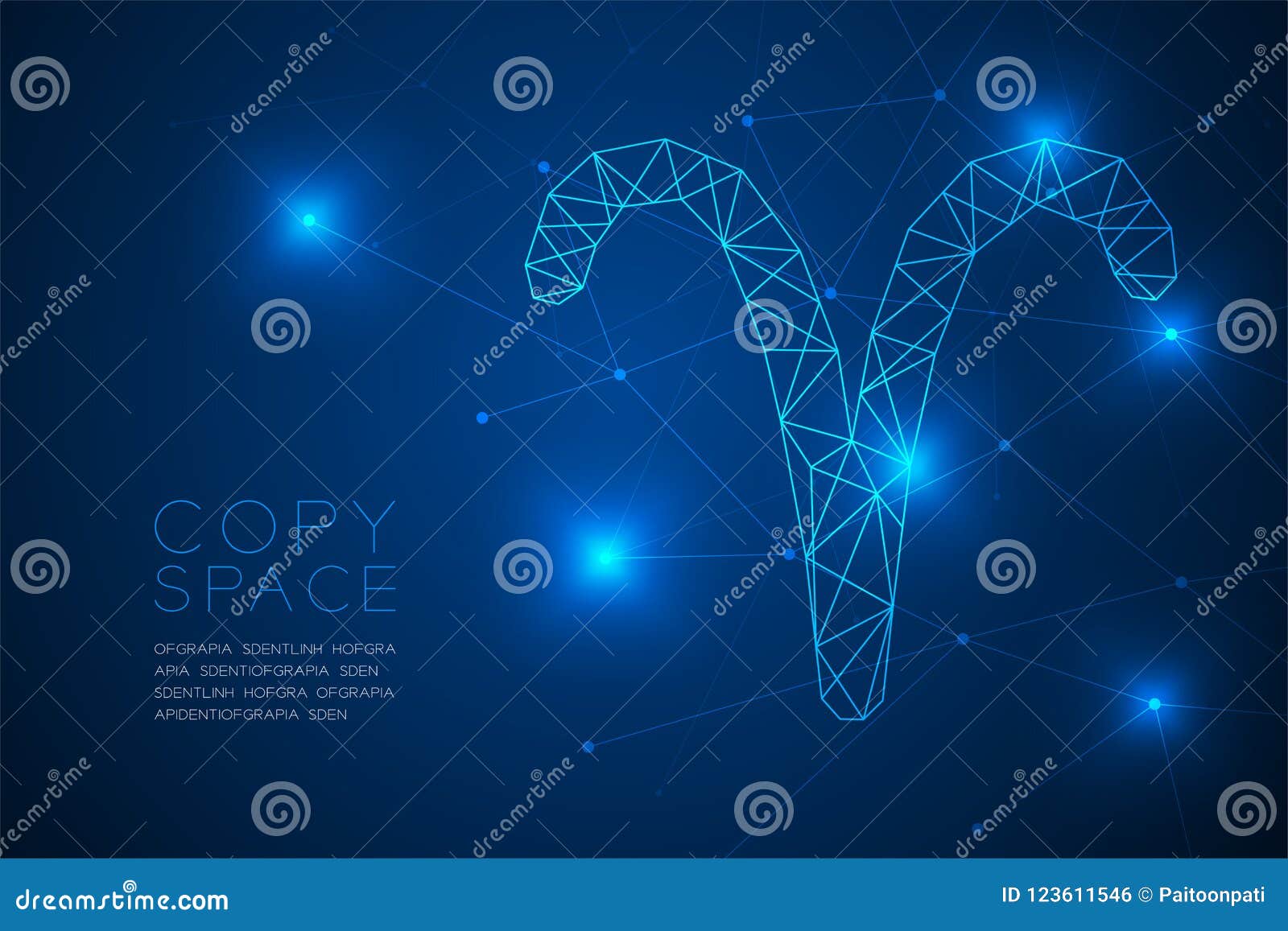 Aries Zodiac Sign Wireframe Polygon Frame Structure, Fortune Teller ...