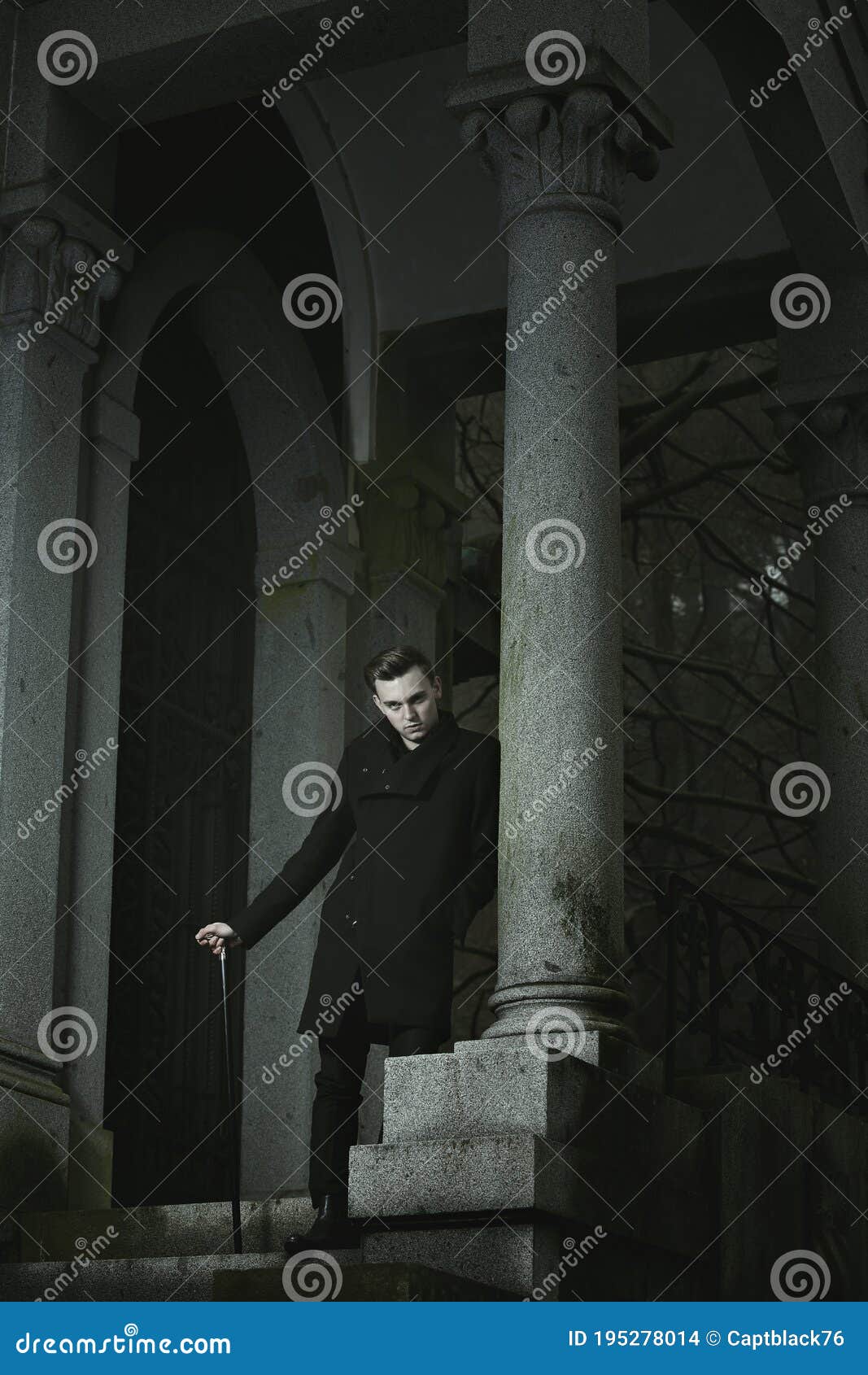 Aristocratic Vampire Waiting in a Stone Mausoleum Stock Photo - Image ...