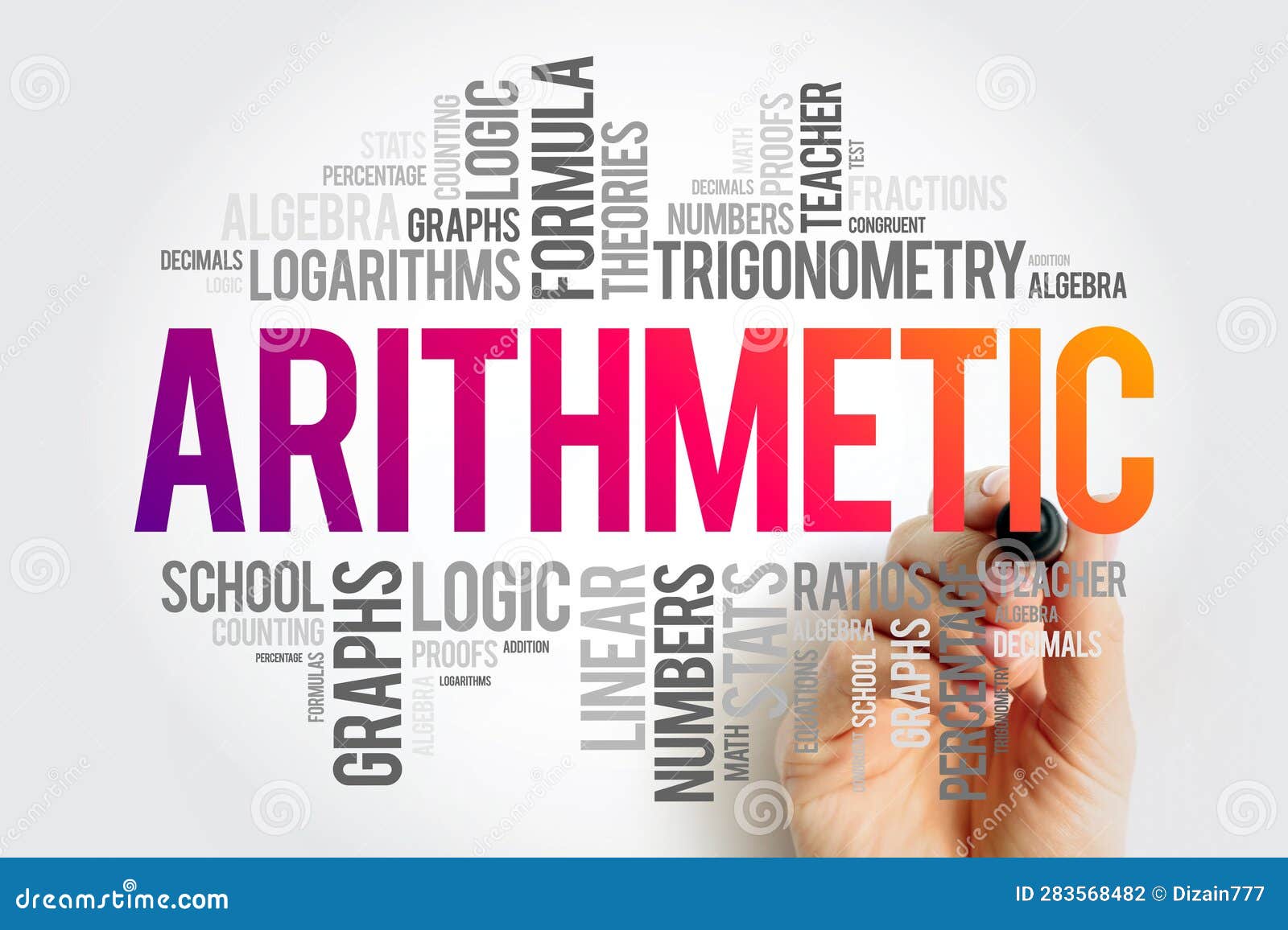 Arithmetic Word Cloud Collage, Education Concept Background Stock Photo ...