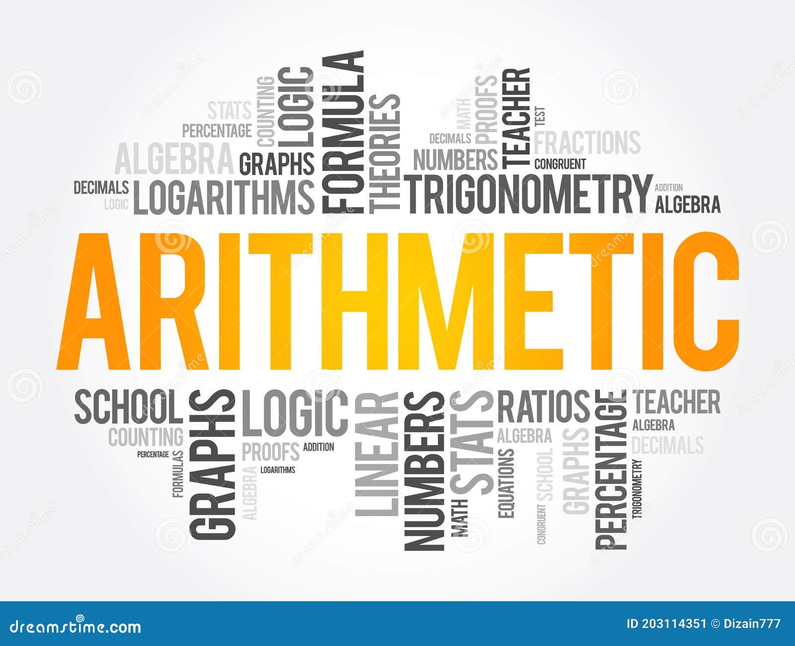 Arithmetic Word Cloud Collage, Education Concept Stock Illustration ...