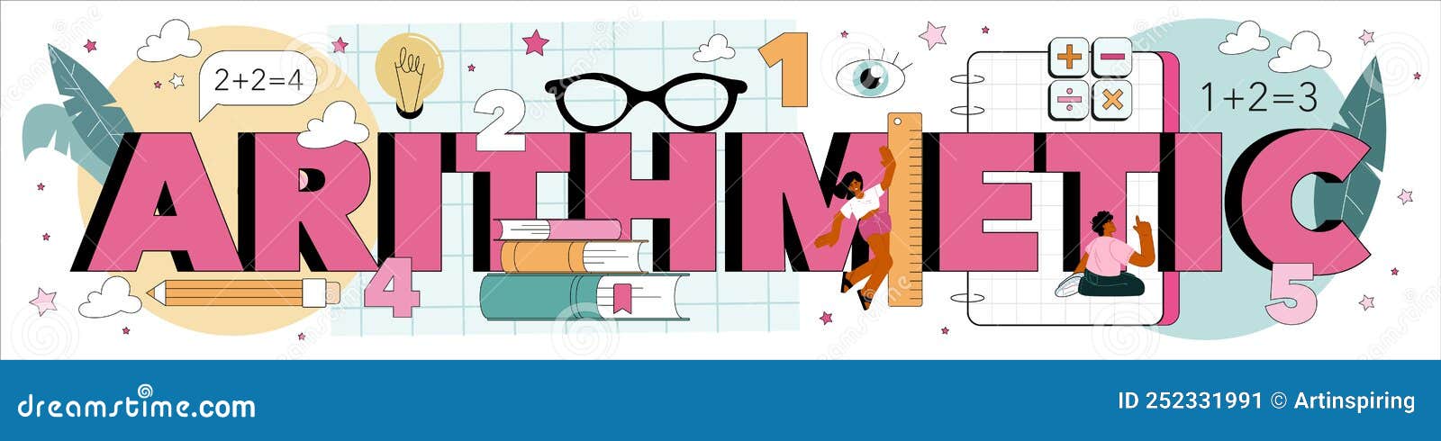 Mathematics Typographic Header. Mathematician Use Formulas And Diagrams ...