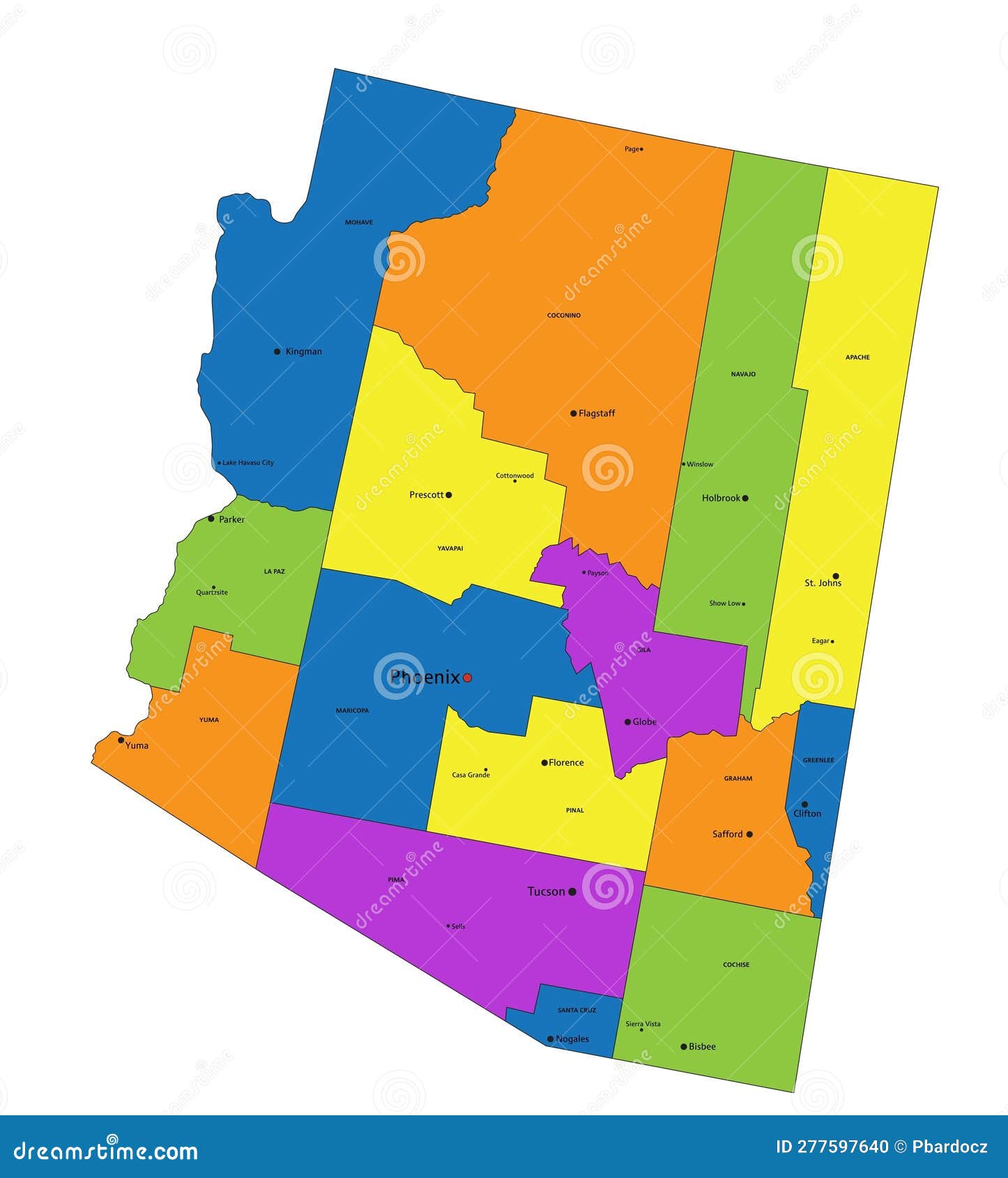 Colorful Arizona Political Map with Clearly Labeled, Separated Layers ...