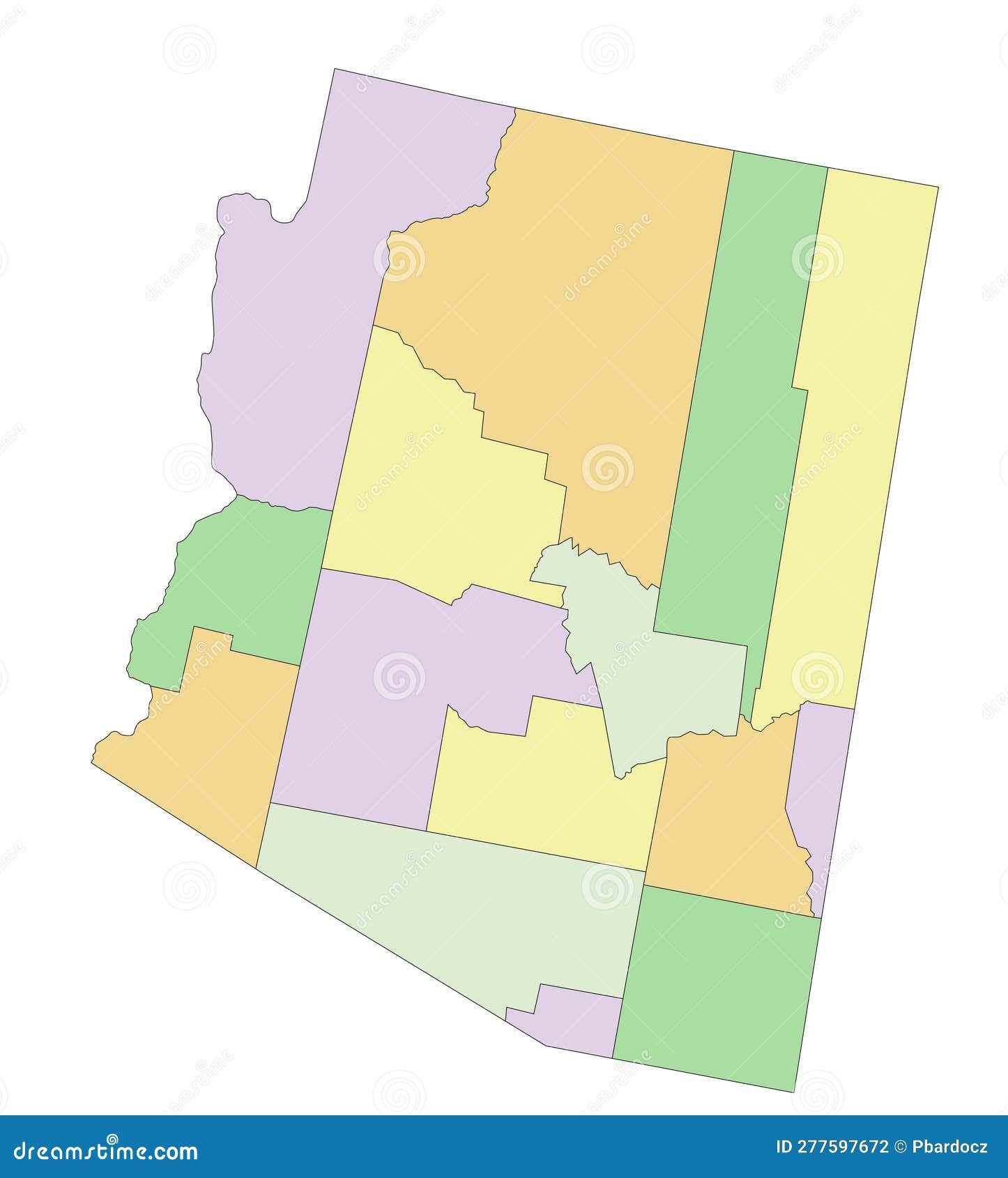 Arizona - Detailed Editable Political Map. Stock Vector - Illustration ...