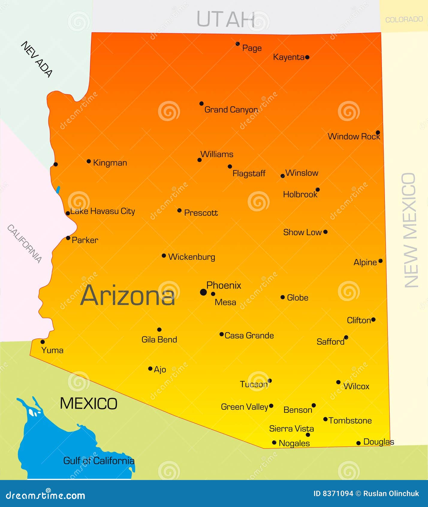 Arizona stock vector. Illustration of geography, continent - 8371094