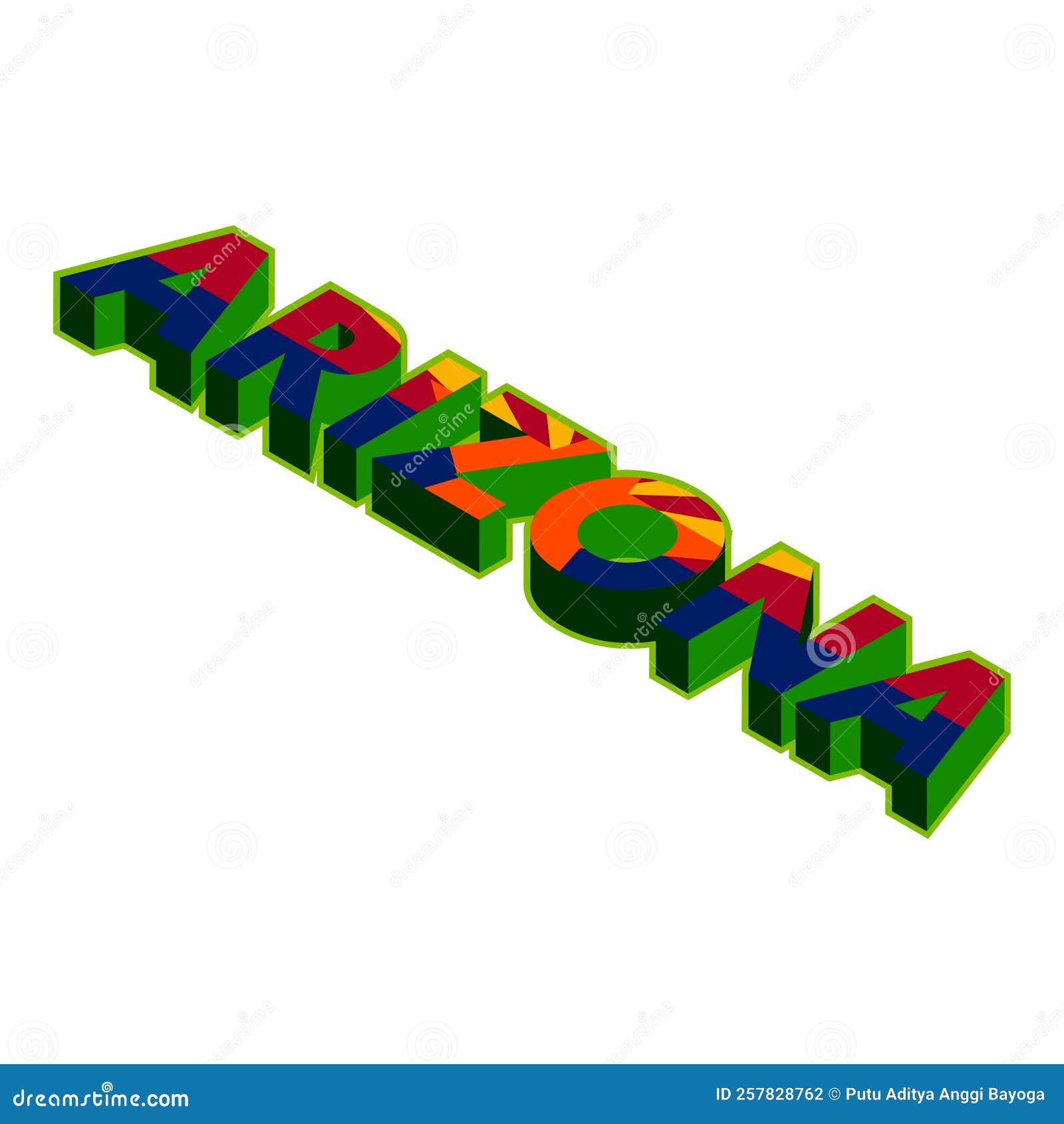 Arizona Flag Isometric Text Stock Vector - Illustration of logo, text ...