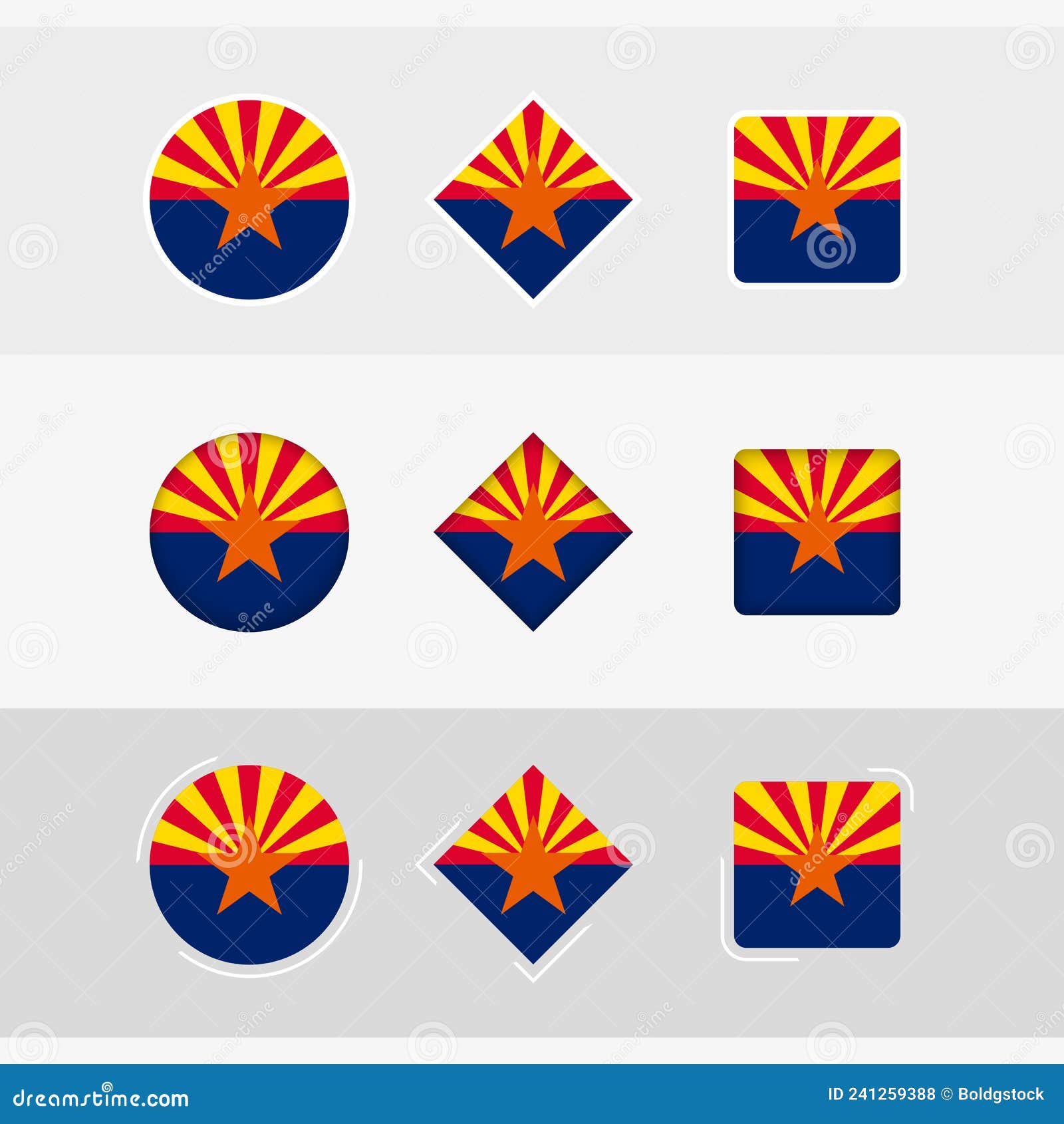 Arizona Flag Icons Set, Vector Flag of Arizona Stock Vector ...