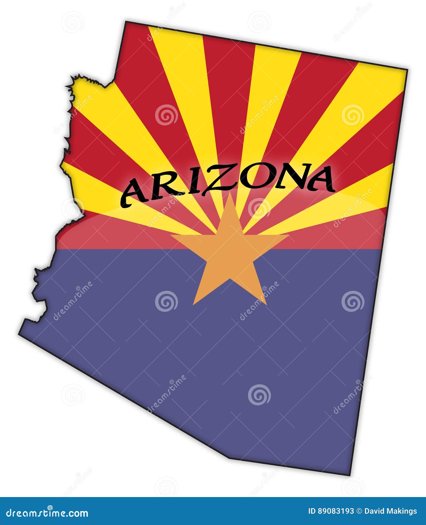 Arizona Flag in Map stock illustration. Illustration of territory ...