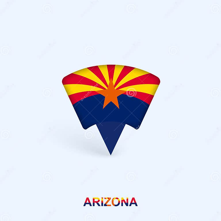 Arizona Flag Map Pointer Design with Shadow Stock Illustration ...