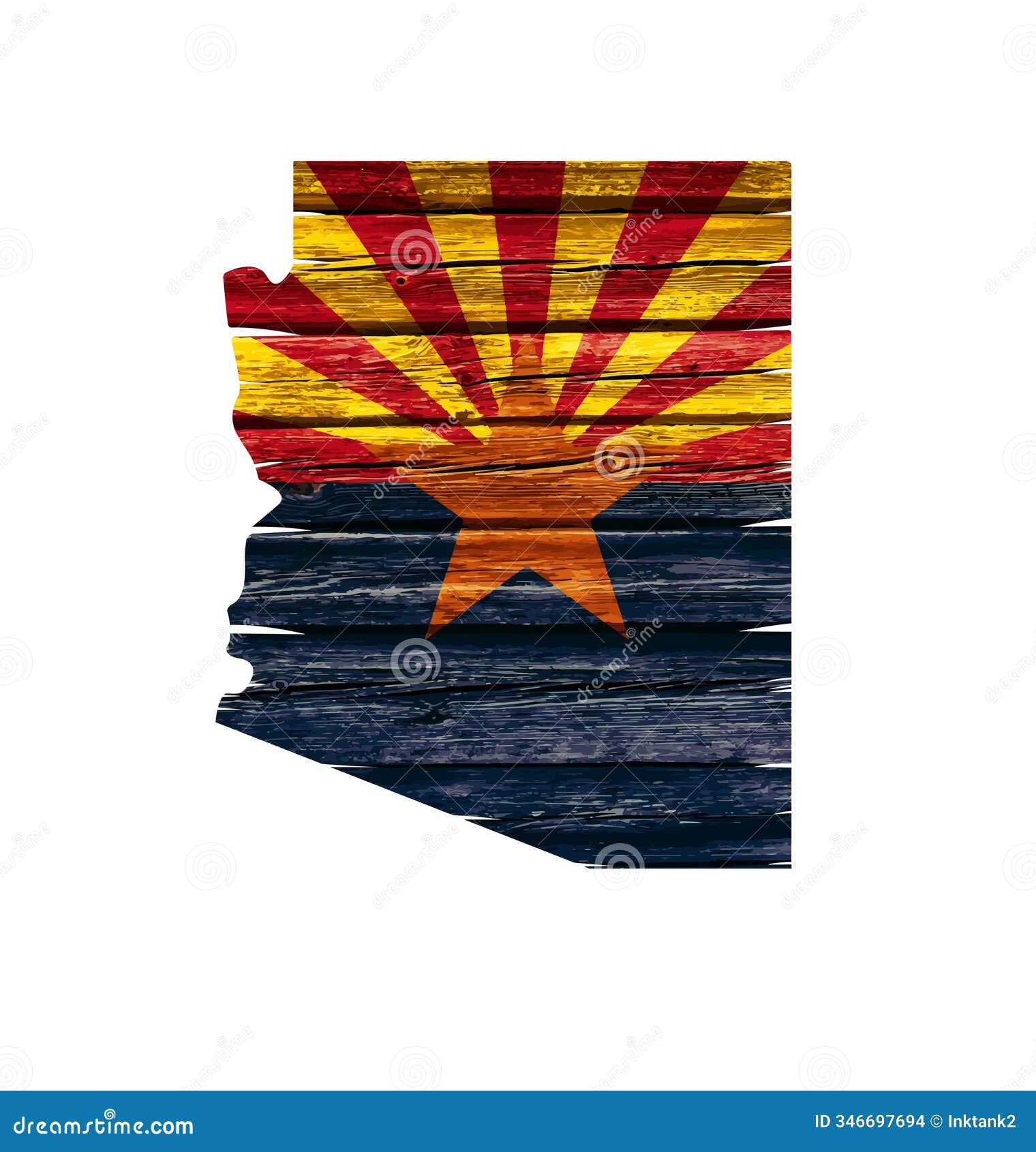 Arizona Flag Map Shape on Old Rustic Timber Stock Vector - Illustration ...