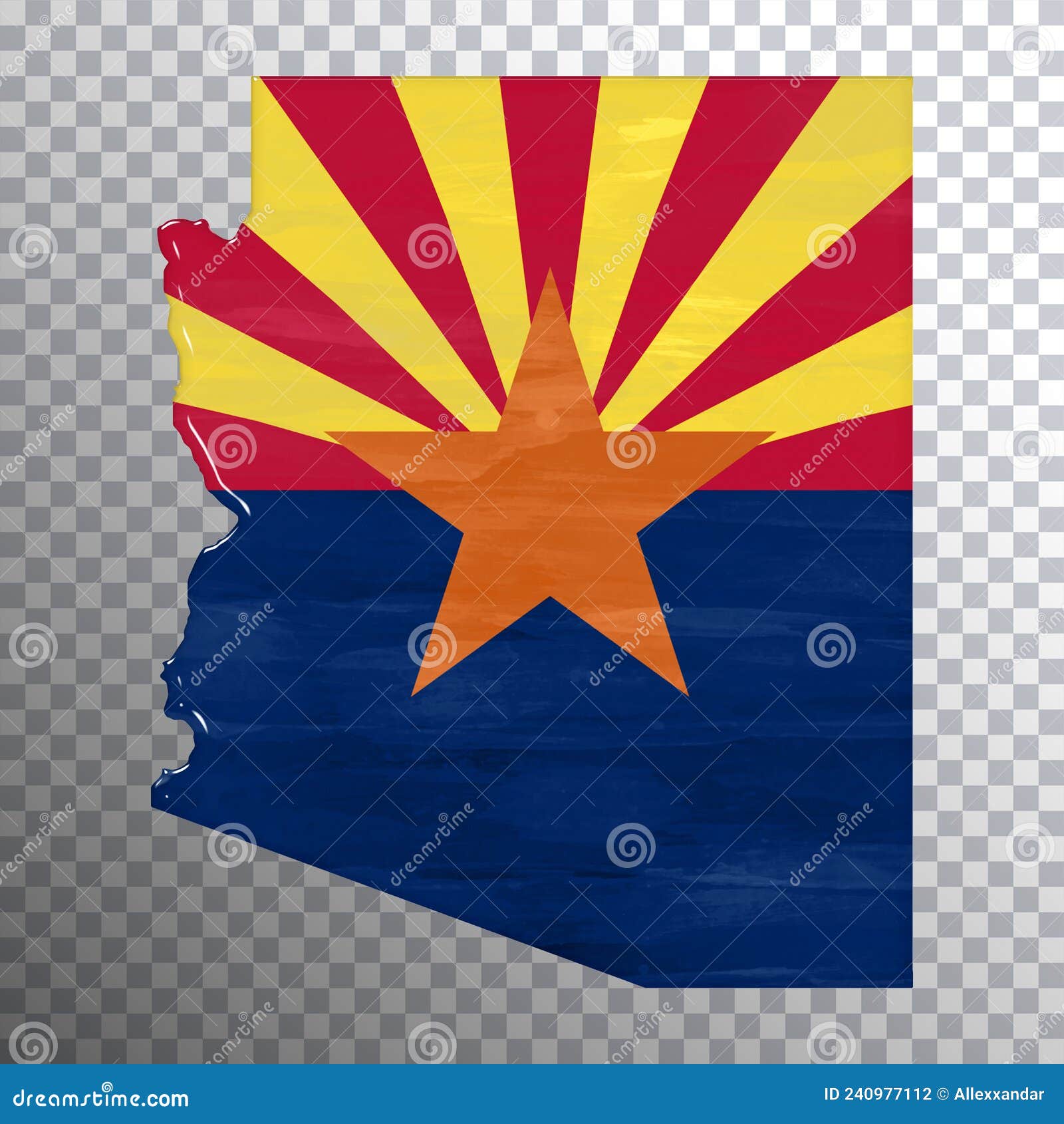 Arizona Flag and Map, Transparent Background Stock Illustration ...