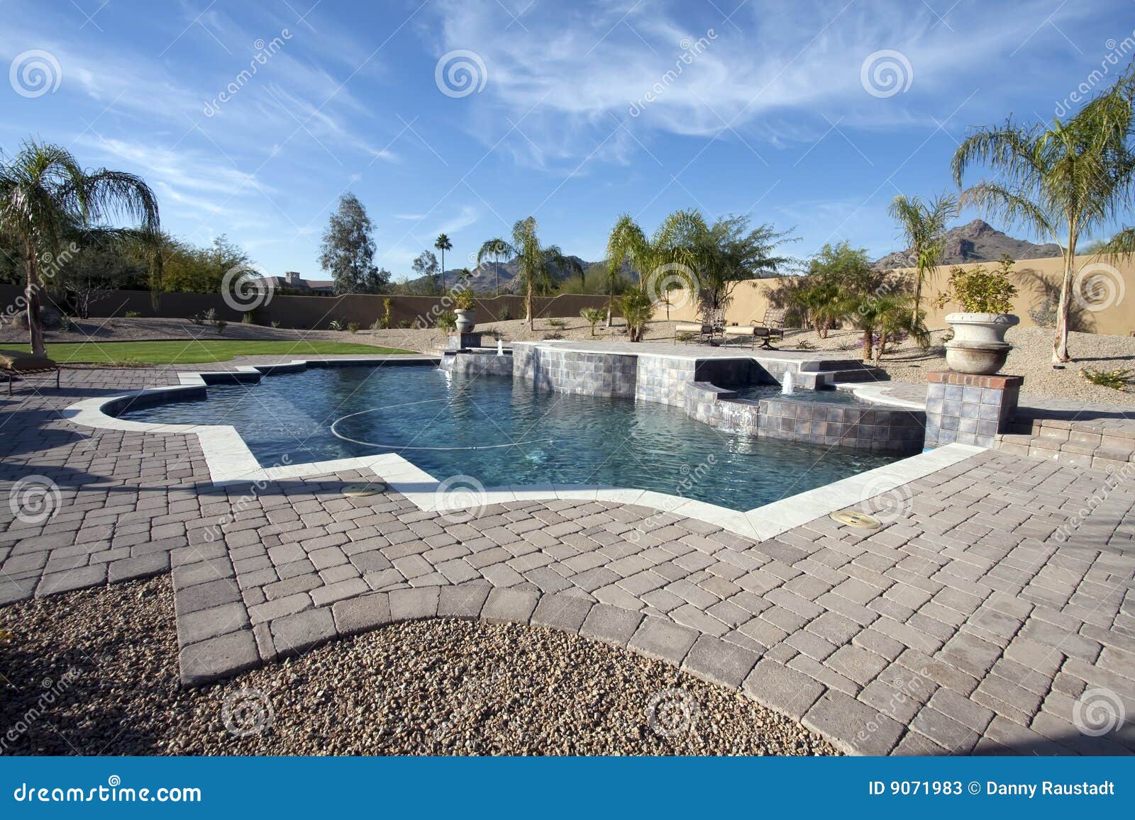 Arizona Mansion Pool and Patio Stock Image - Image of desert, heated ...