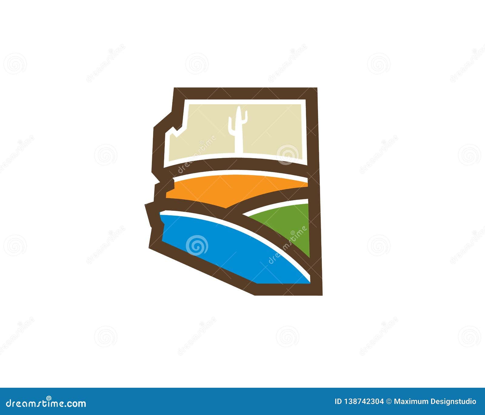 Arizona Map with Valley Hill Cactus Desert Plant Stock Vector ... Arizona Map with Valley Hill Cactus Desert Plant Stock Vector ...