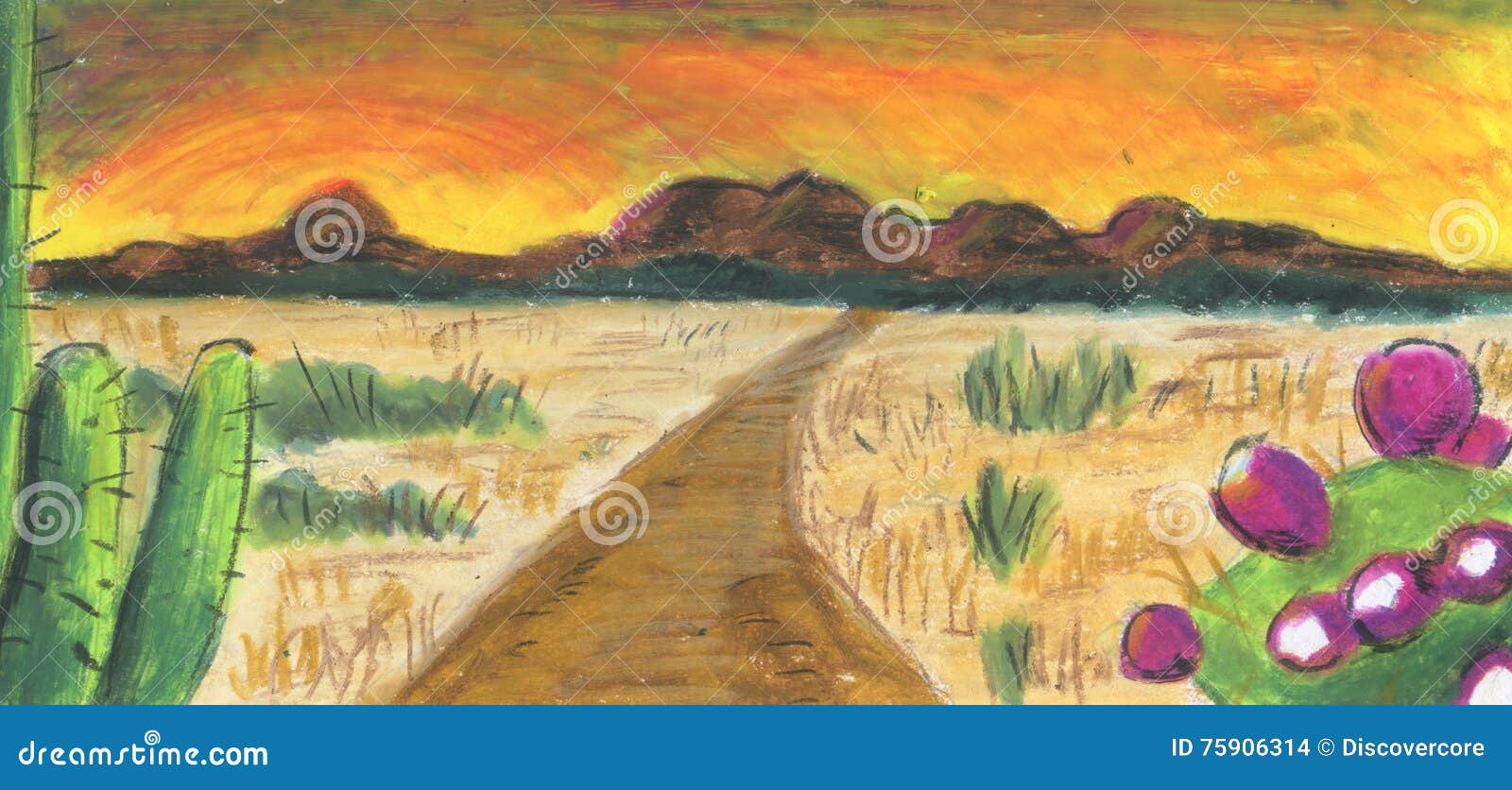 Arizona Morning Abstract stock illustration. Illustration of cactii ...