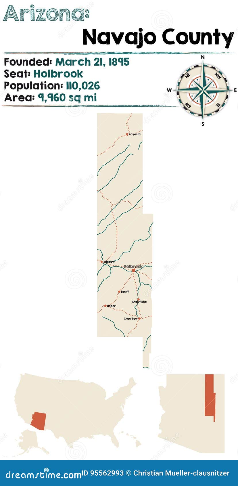 Arizona: Navajo county stock vector. Illustration of flag - 95562993