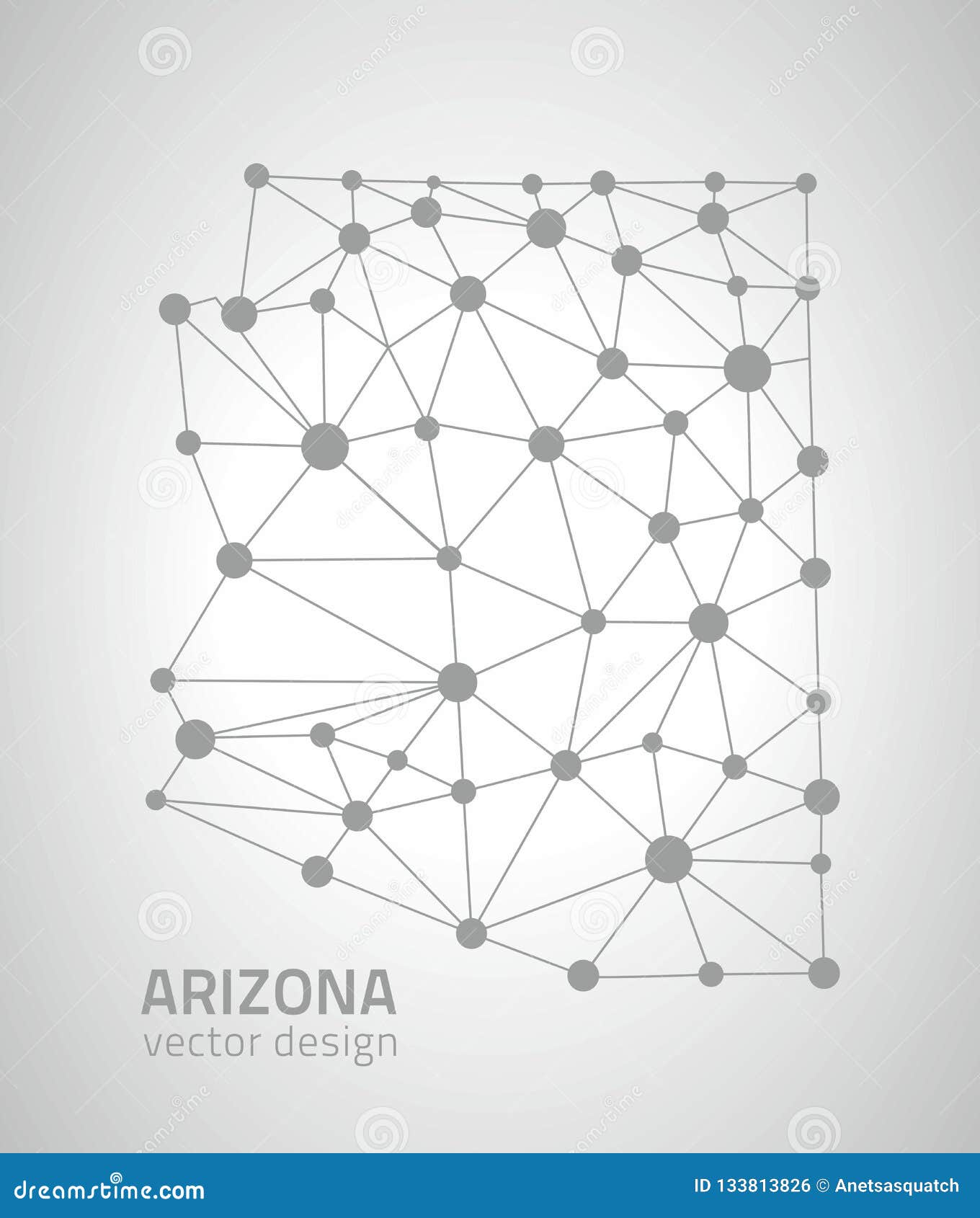 Arizona Vector Grey Dot Outline Triangle Map Stock Vector ...