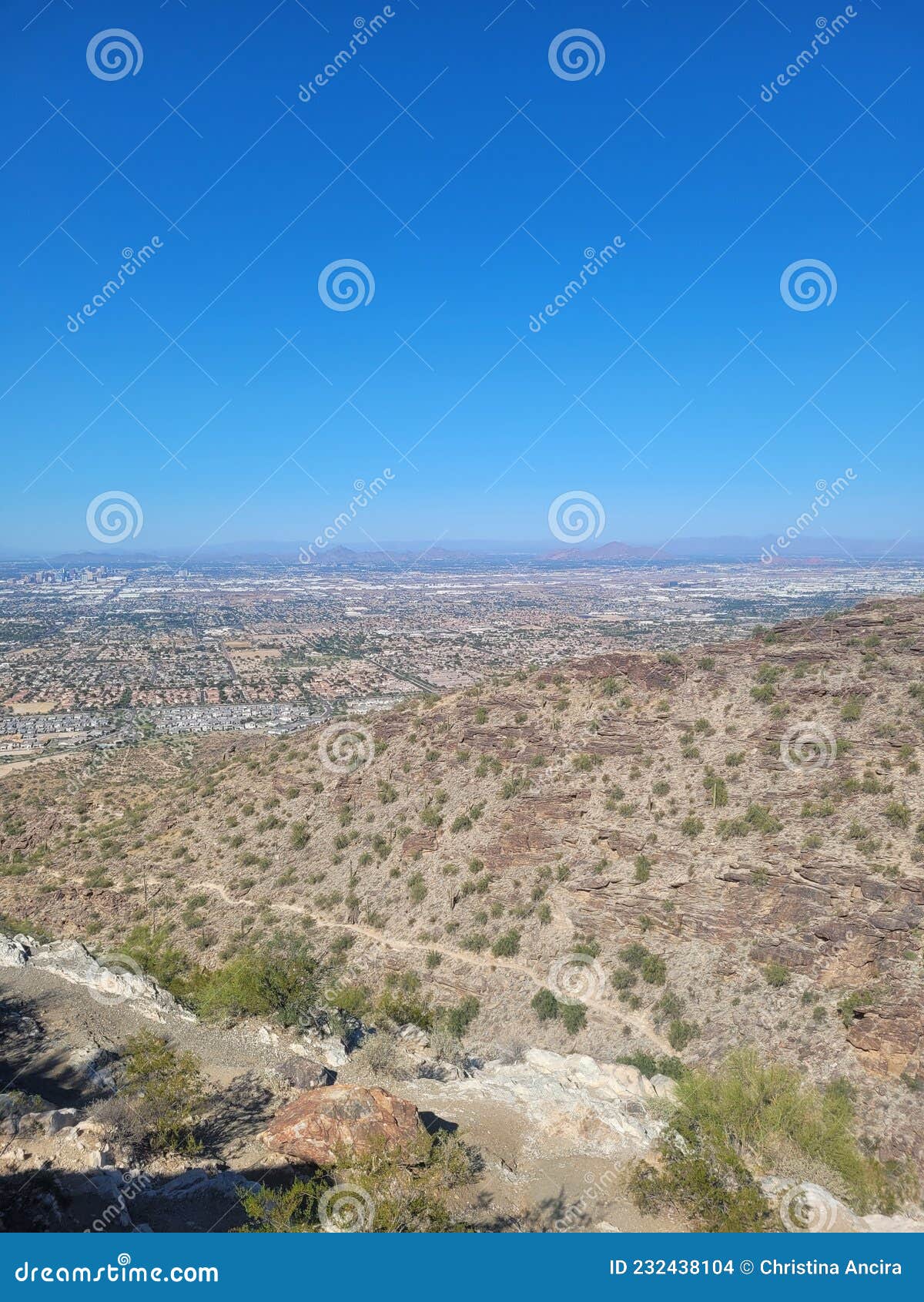 Arizona Phoenix Mountain View Blue Sky Stock Photo - Image of soil ...