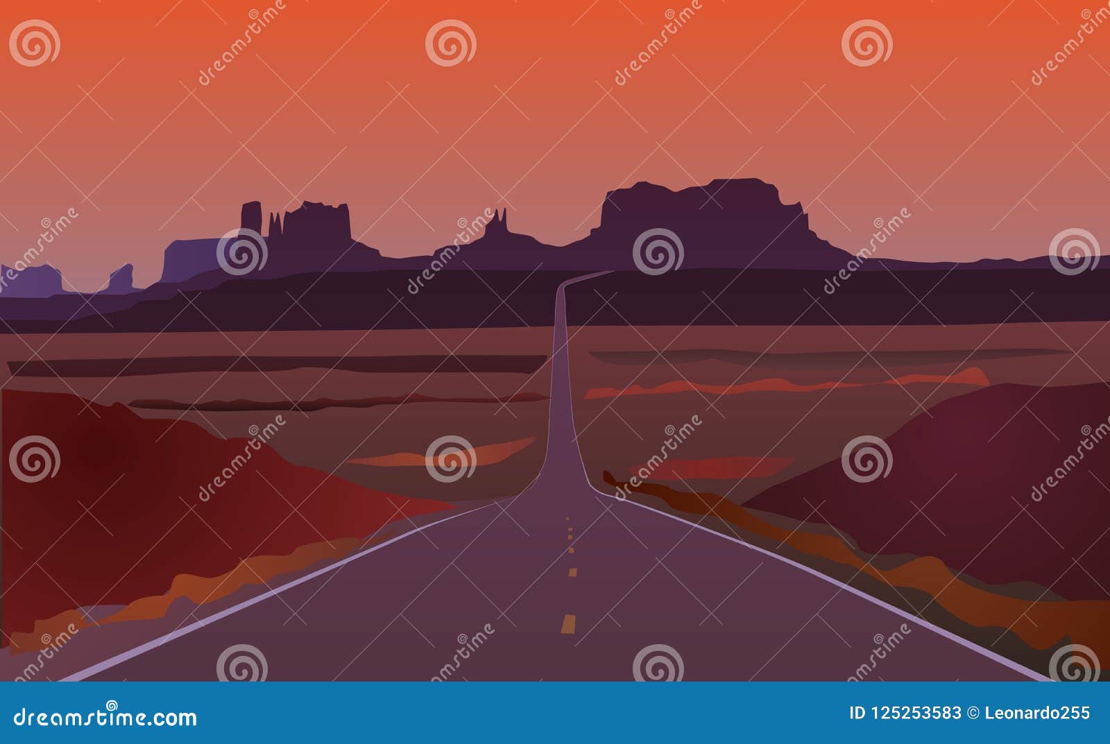 Arizona road landscape stock vector. Illustration of dramatic - 125253583