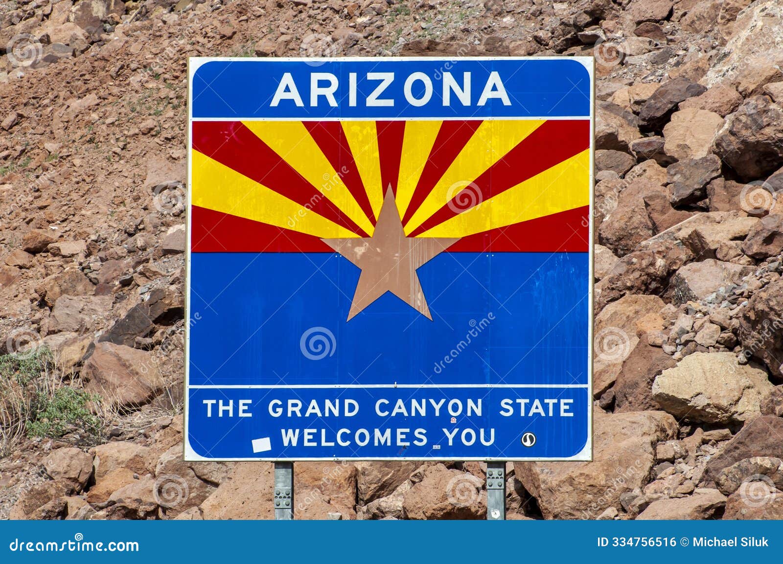 Arizona State Border Welcome Sign Stock Photo - Image of border, grand ...