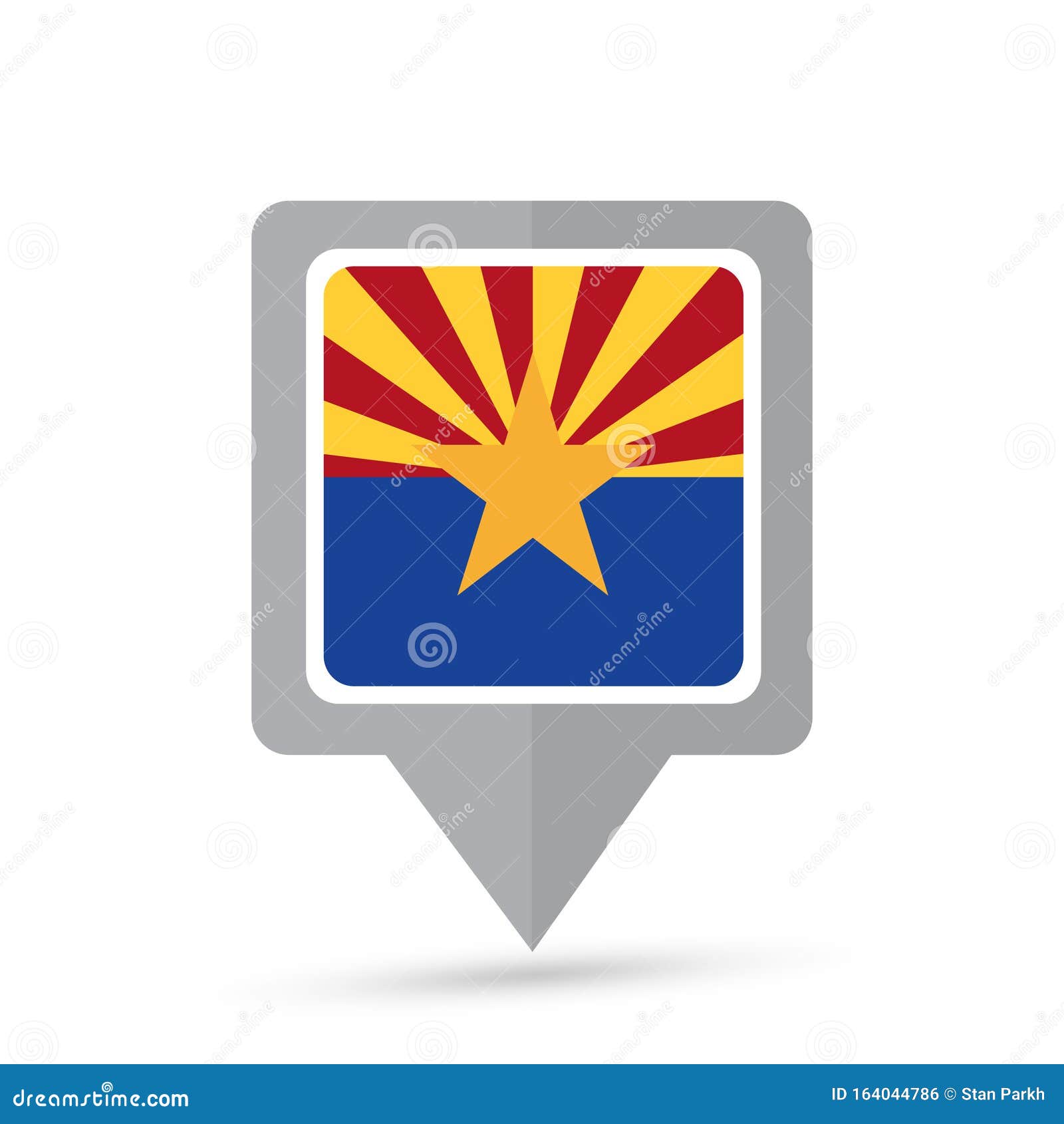 Arizona State Flag Map Icon Stock Vector - Illustration of button, flag ...