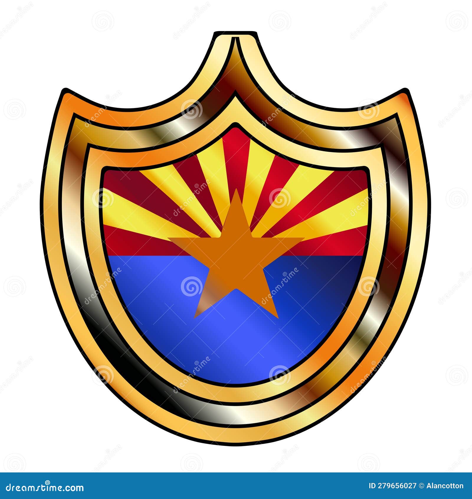 Arizona State Flag Shield stock vector. Illustration of icon - 279656027