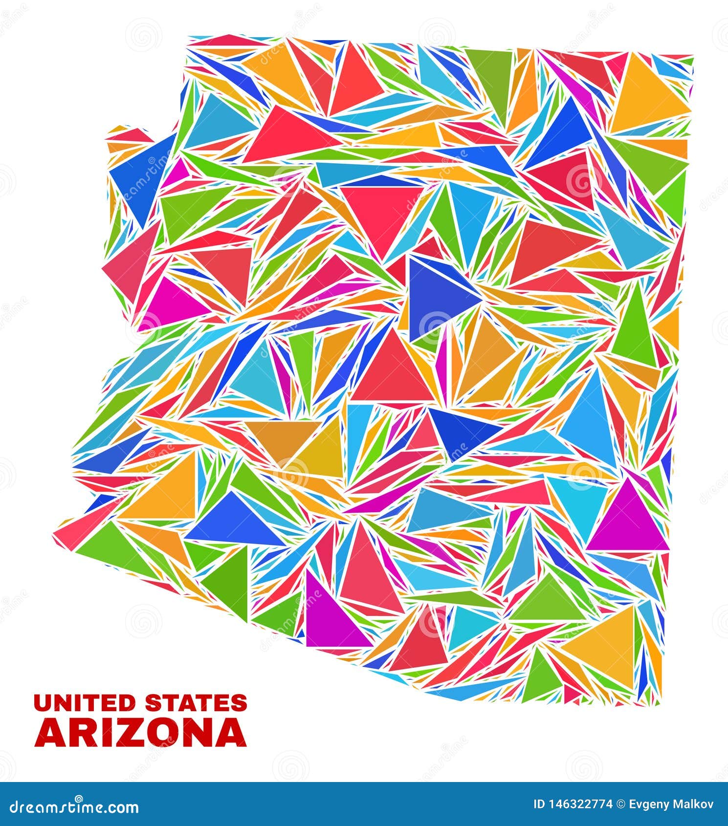 Arizona State Map - Mosaic of Color Triangles Stock Vector ...