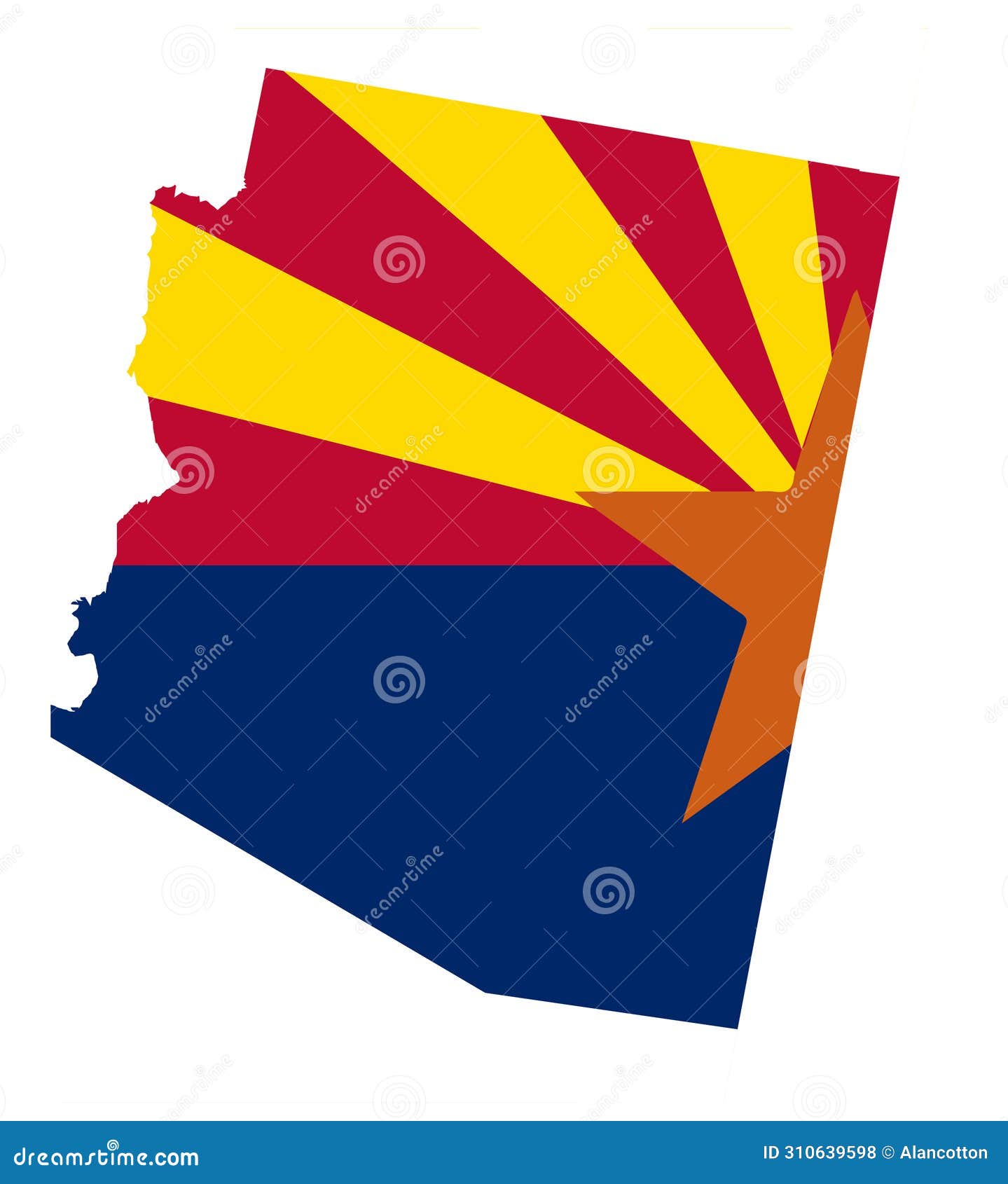 Arizona State Outline Flag Map Stock Illustration - Illustration of ...