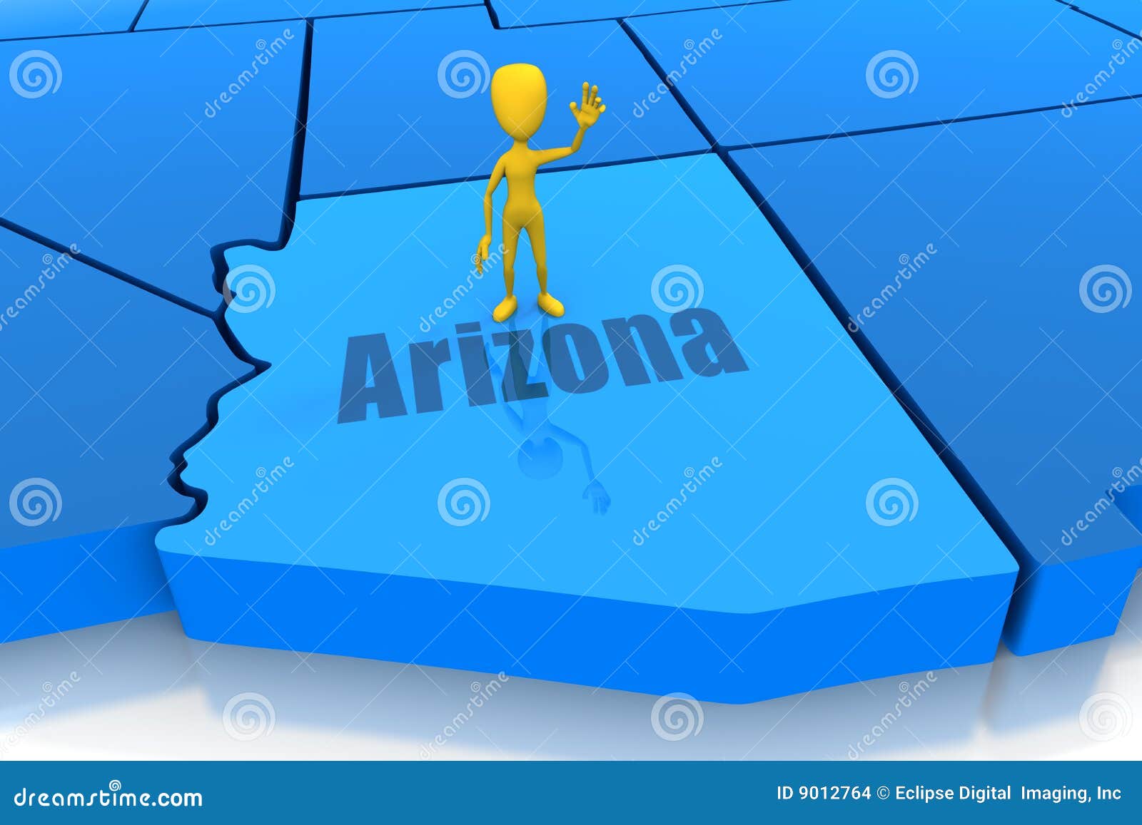 Arizona State Outline with Yellow Stick Figure Stock Illustration ...