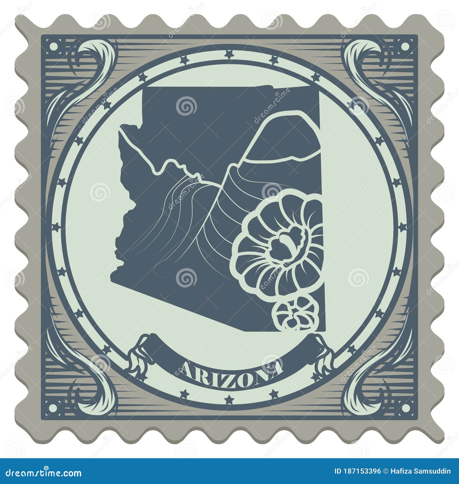 Arizona State Postage Stamp. Vector Illustration Decorative Design ...