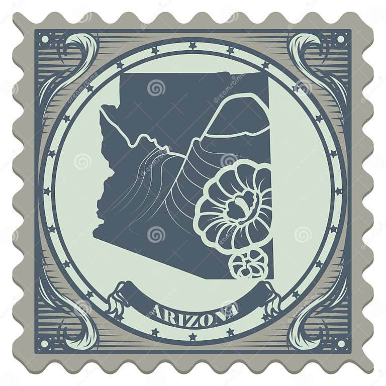 Arizona State Postage Stamp. Vector Illustration Decorative Design ...