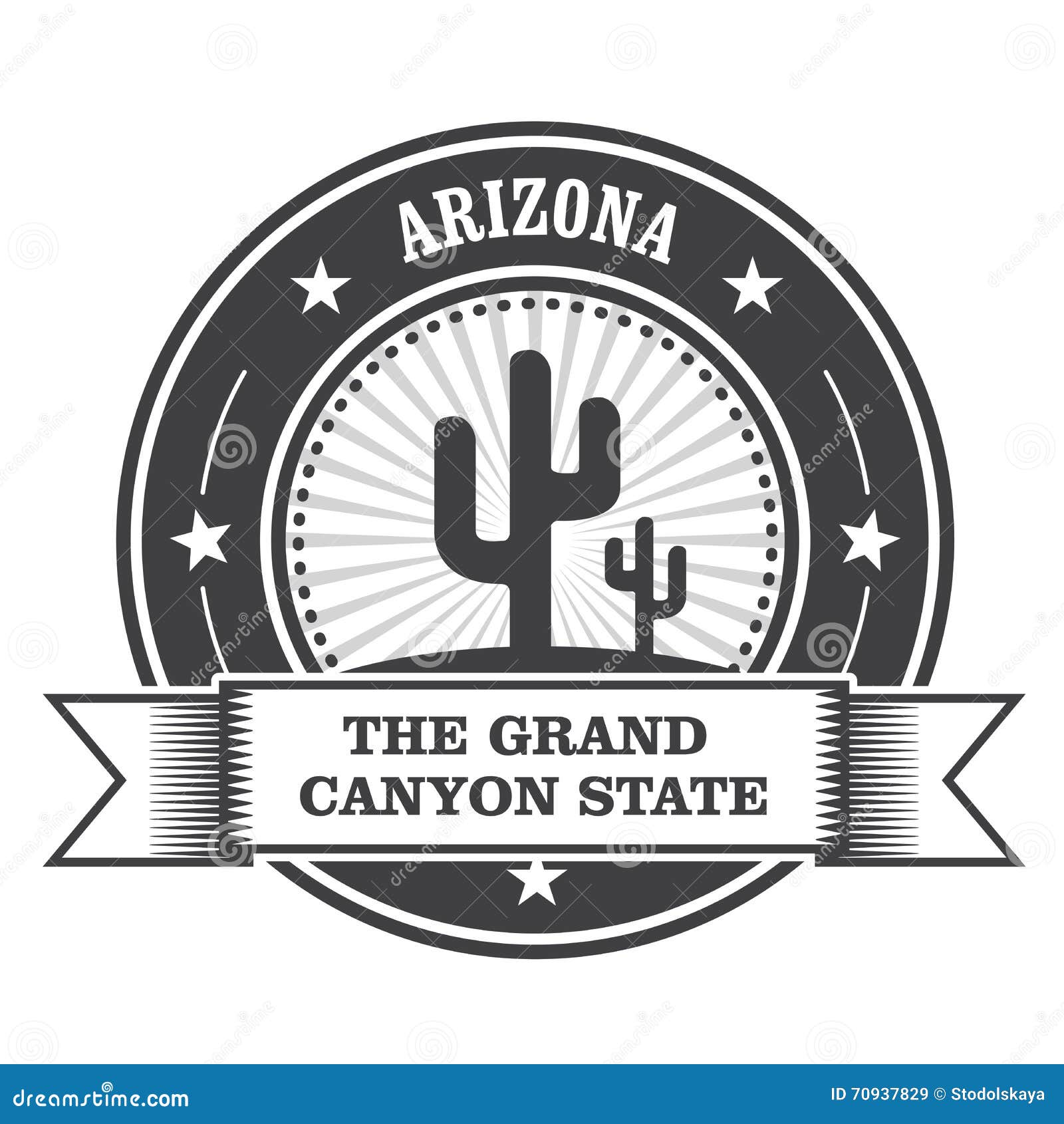 Arizona State Round Stamp with Cactus Stock Vector - Illustration of ...
