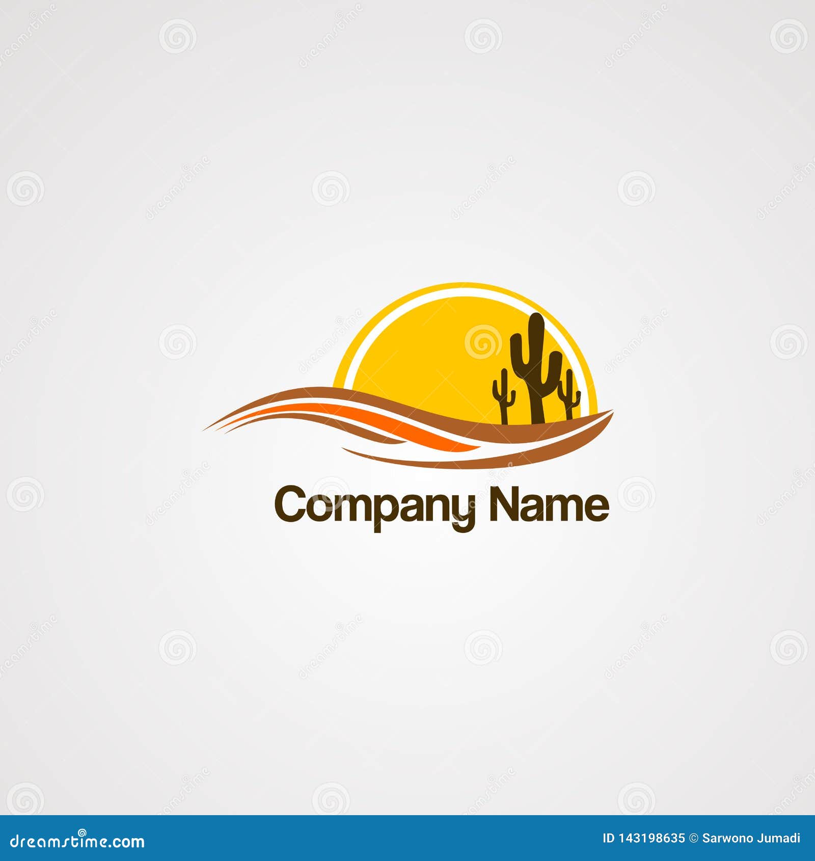 Arizona Sun Logo Vector with Three Cactus, Element, Template for ...