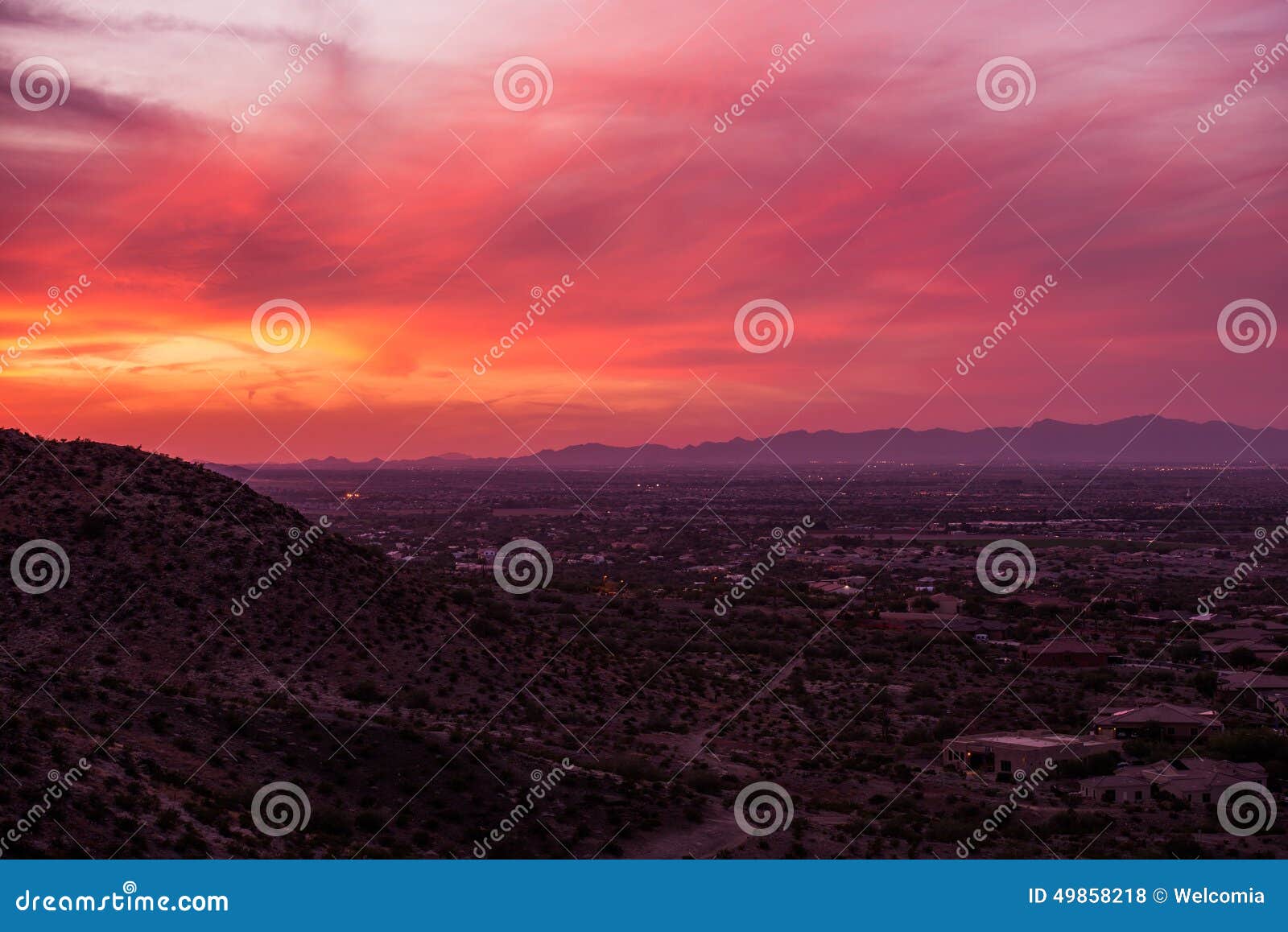 Arizona Sunset Scenery stock photo. Image of cityscape - 49858218