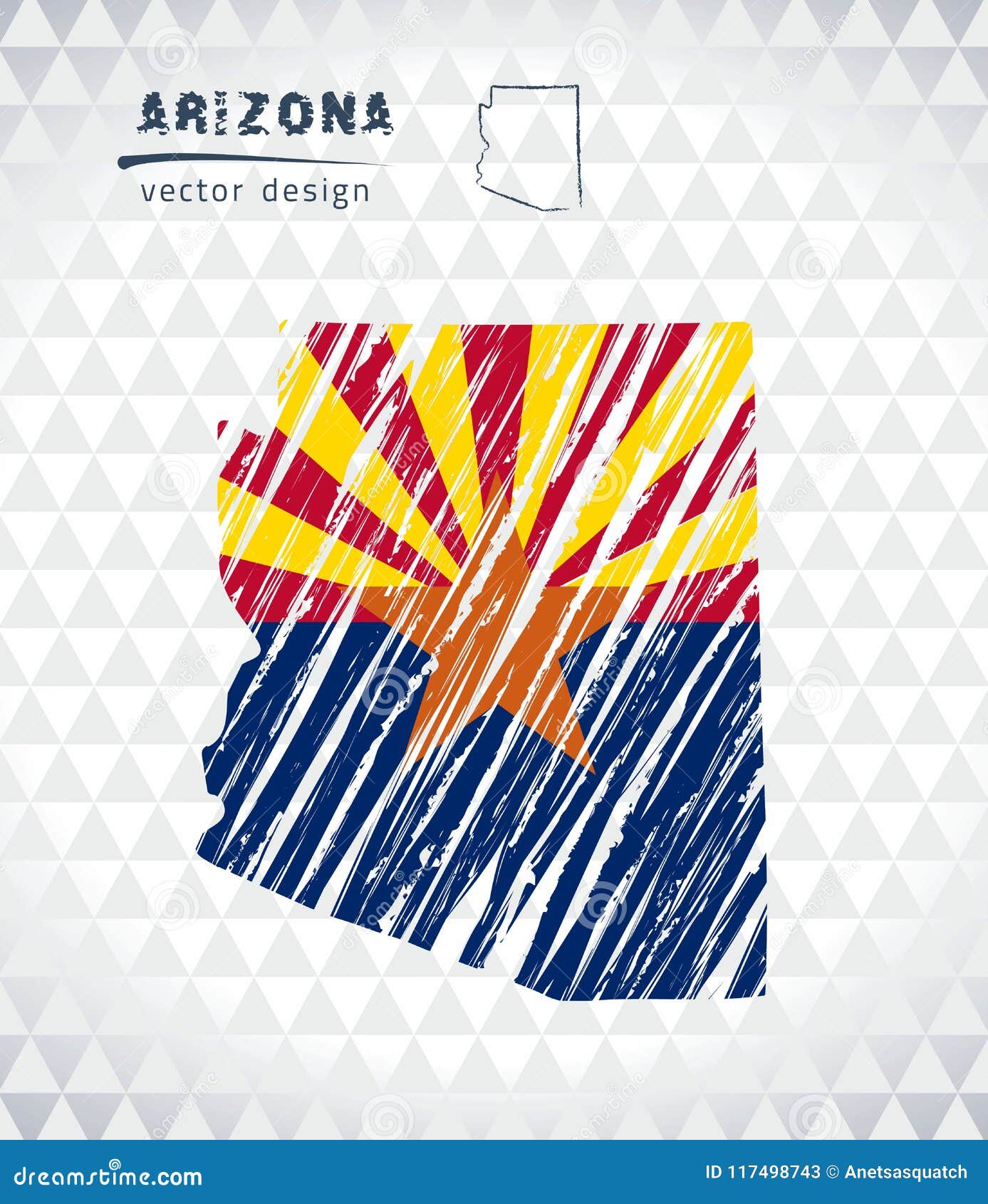 Arizona Vector Map with Flag Inside Isolated on a White Background ...