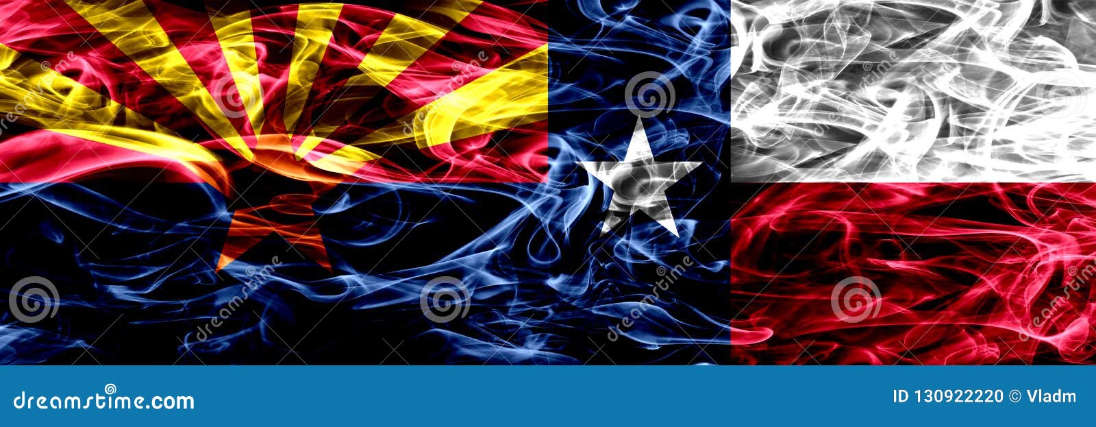 Arizona Vs Texas Colorful Concept Smoke Flags Placed Side by Side Stock ...