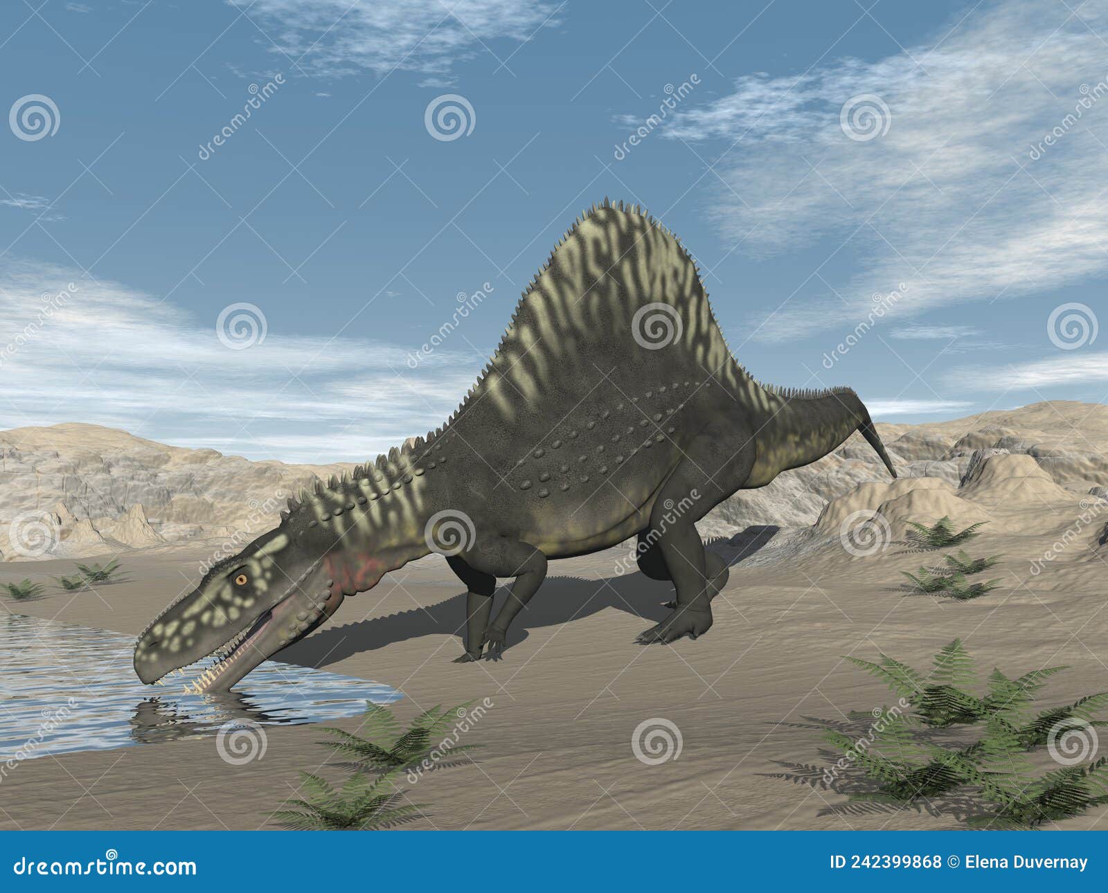 Arizonasaurus Dinosaur in the Desert - 3D Render Stock Illustration ...