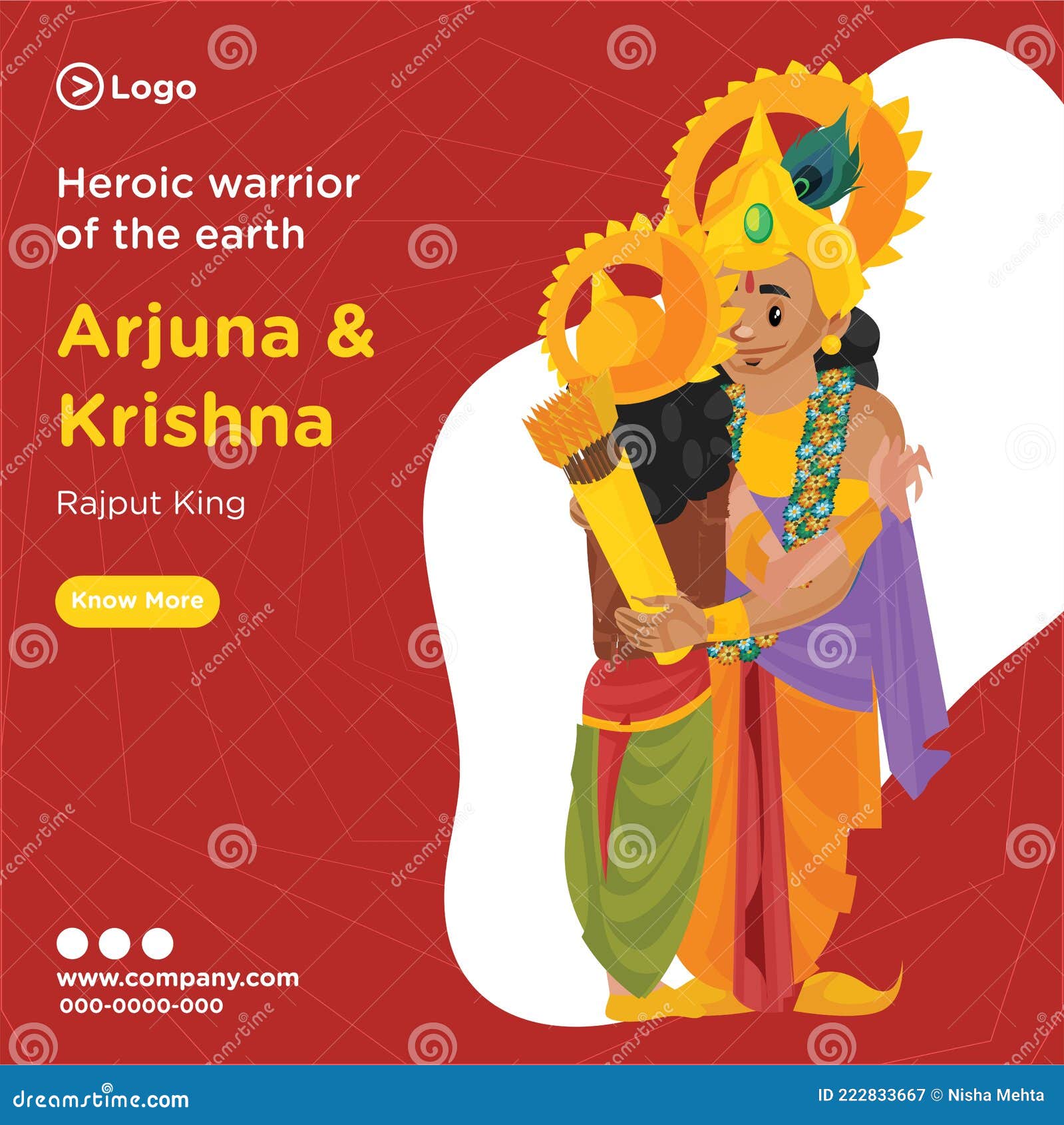 Banner Design Of Arjuna And Krishna Cartoon Vector | CartoonDealer.com ...
