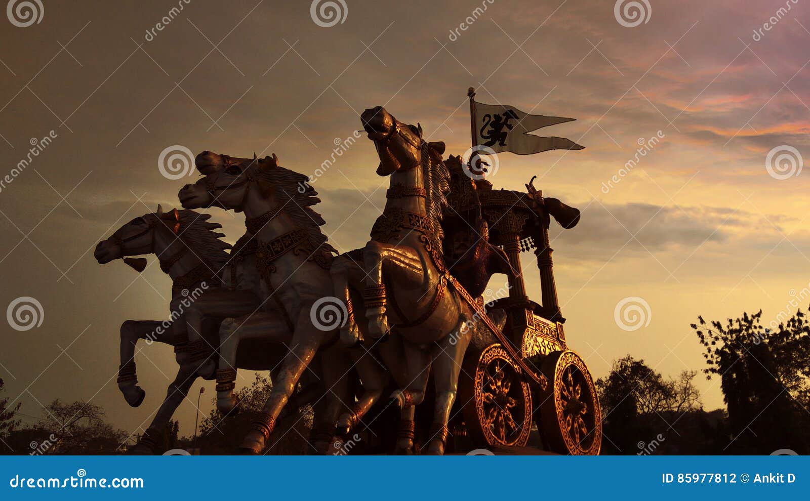 The Statue Of Arjuna Is A Monument Located At A Crossroads. Stock Image ...