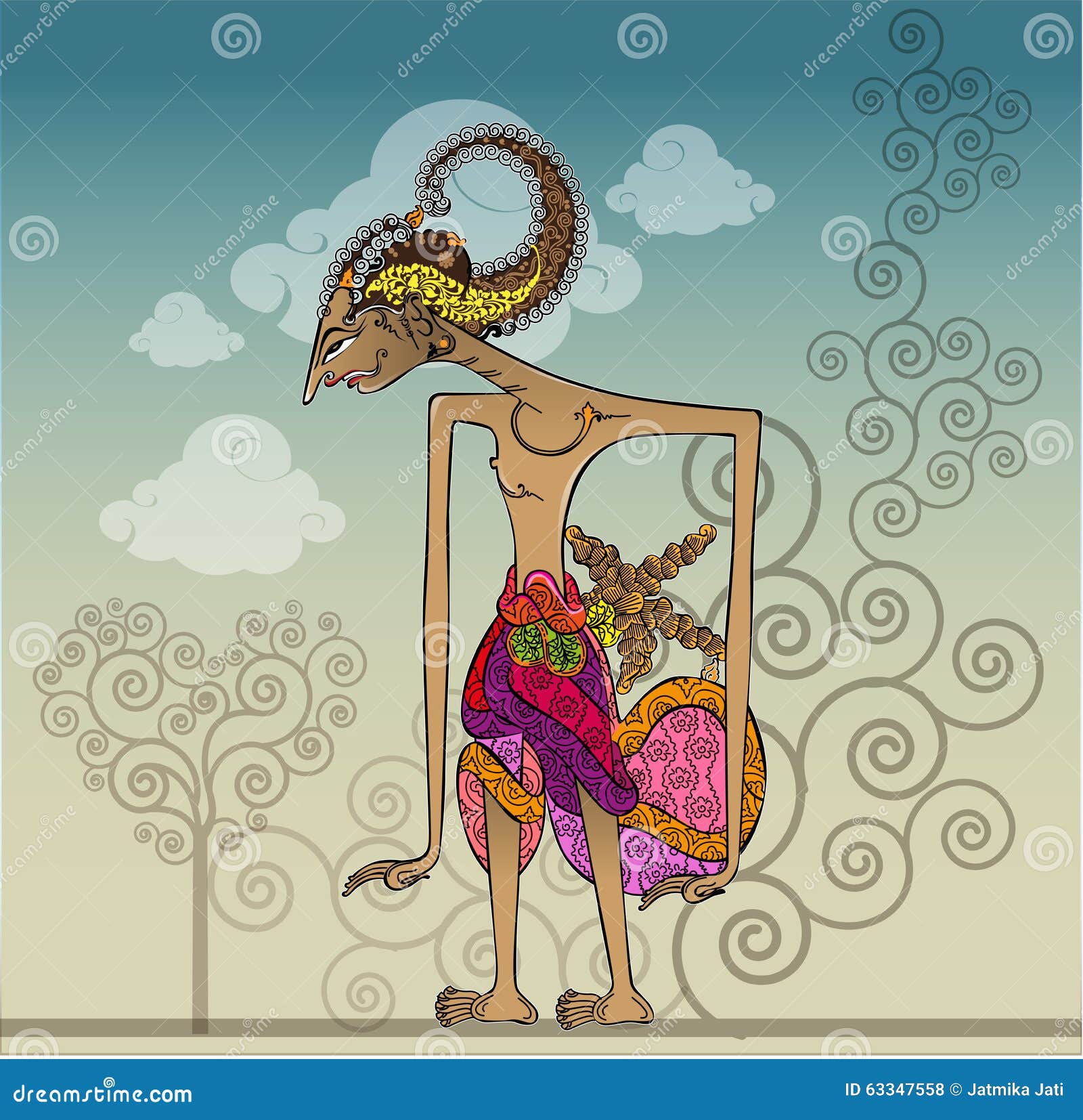 Arjuna Shadow Puppets Vector Illustration | CartoonDealer.com #63347558