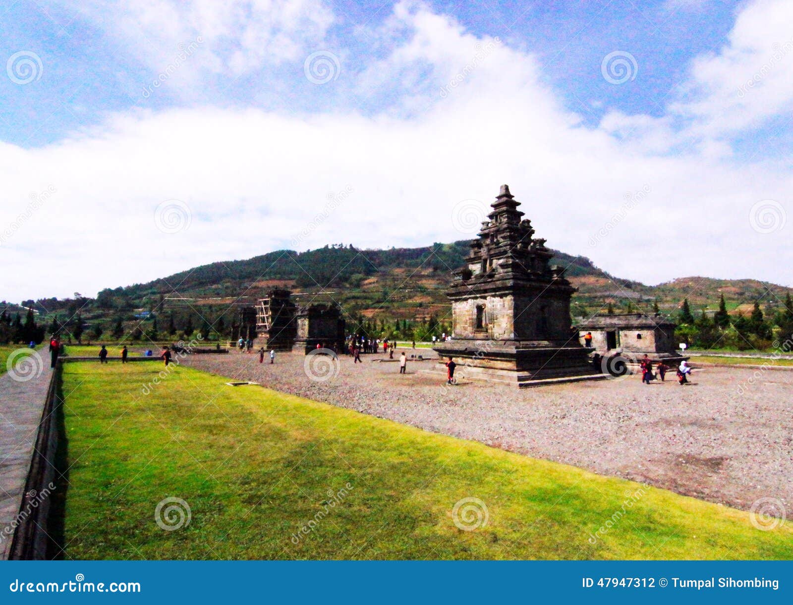 Arjuna Temple In The Dieng Temple Compound Behind A Gate With A Green ...