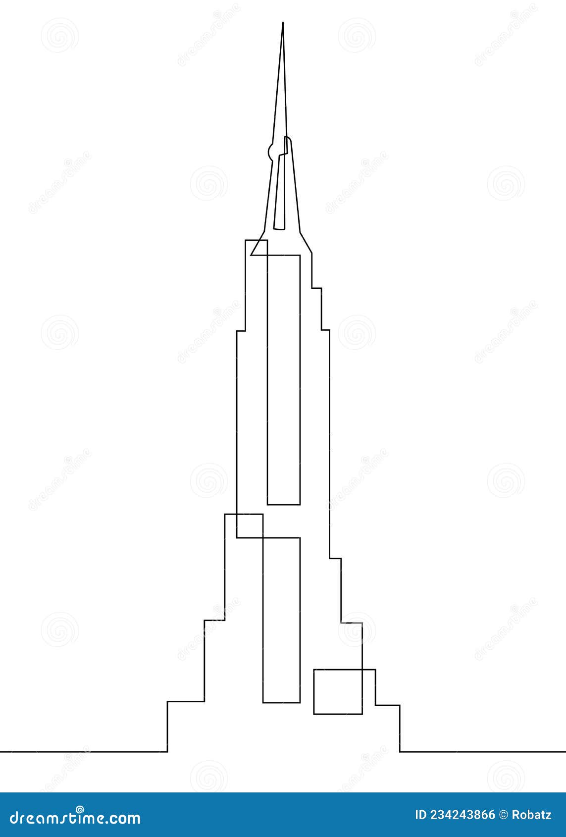 Continuous Line Drawing. Building Cityscape Line Art Silhouette Stock ...
