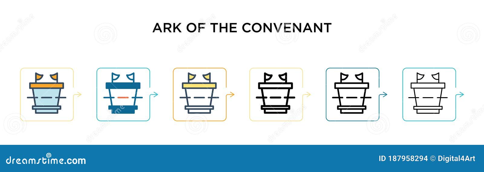 Ark of the Convenant Vector Icon in 6 Different Modern Styles. Black ...