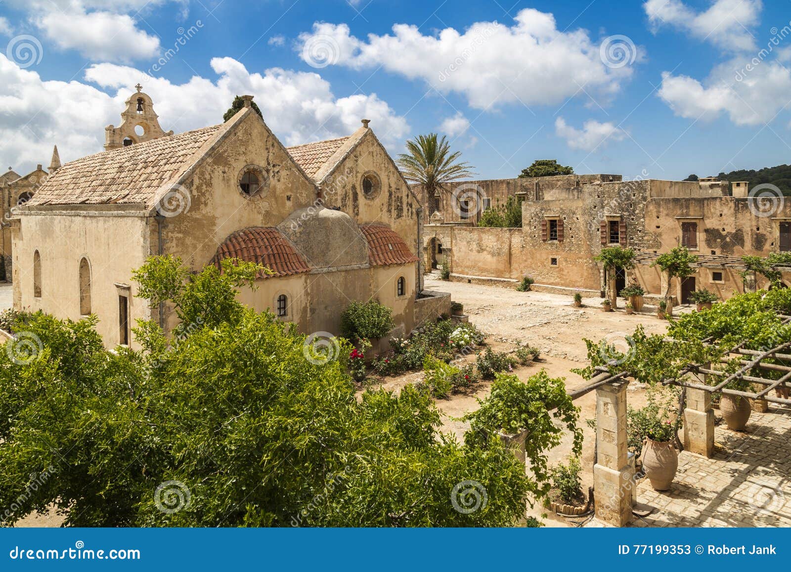 Arkadi monastery, Crete stock image. Image of bells, yard - 77199353