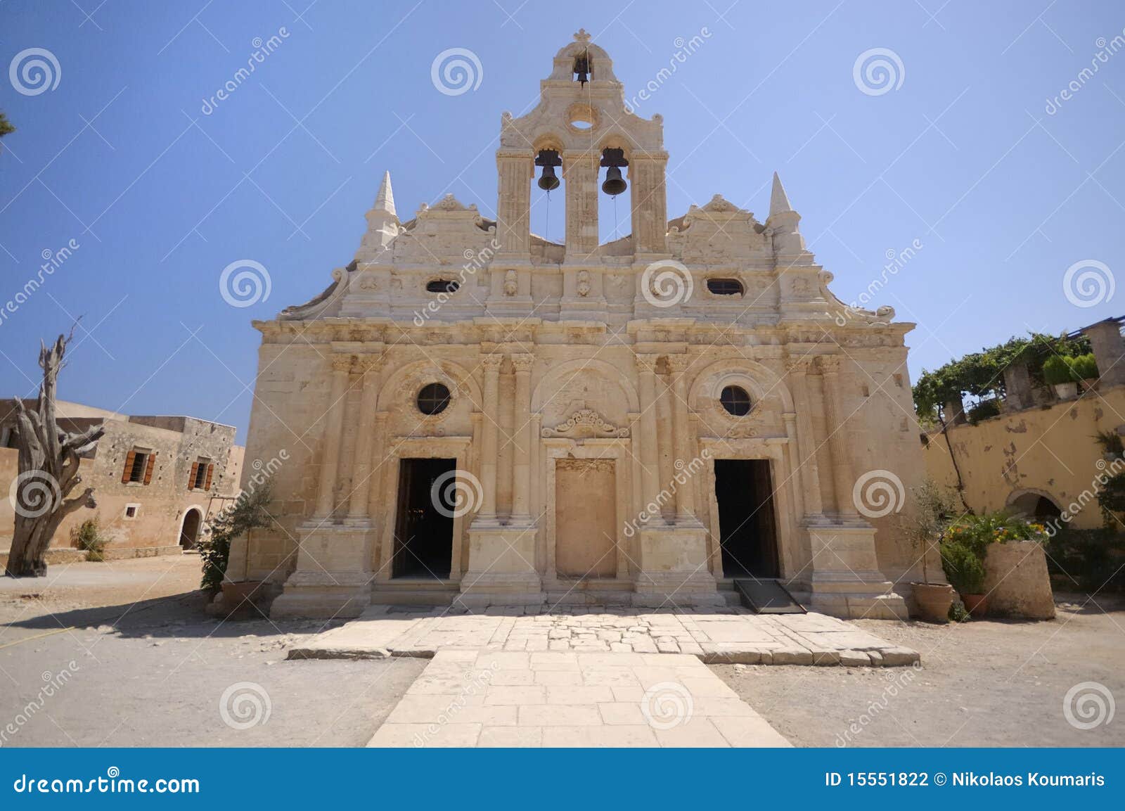 Arkadi Old Monastery, Crete, Greece Stock Photo - Image of mediaeval ...