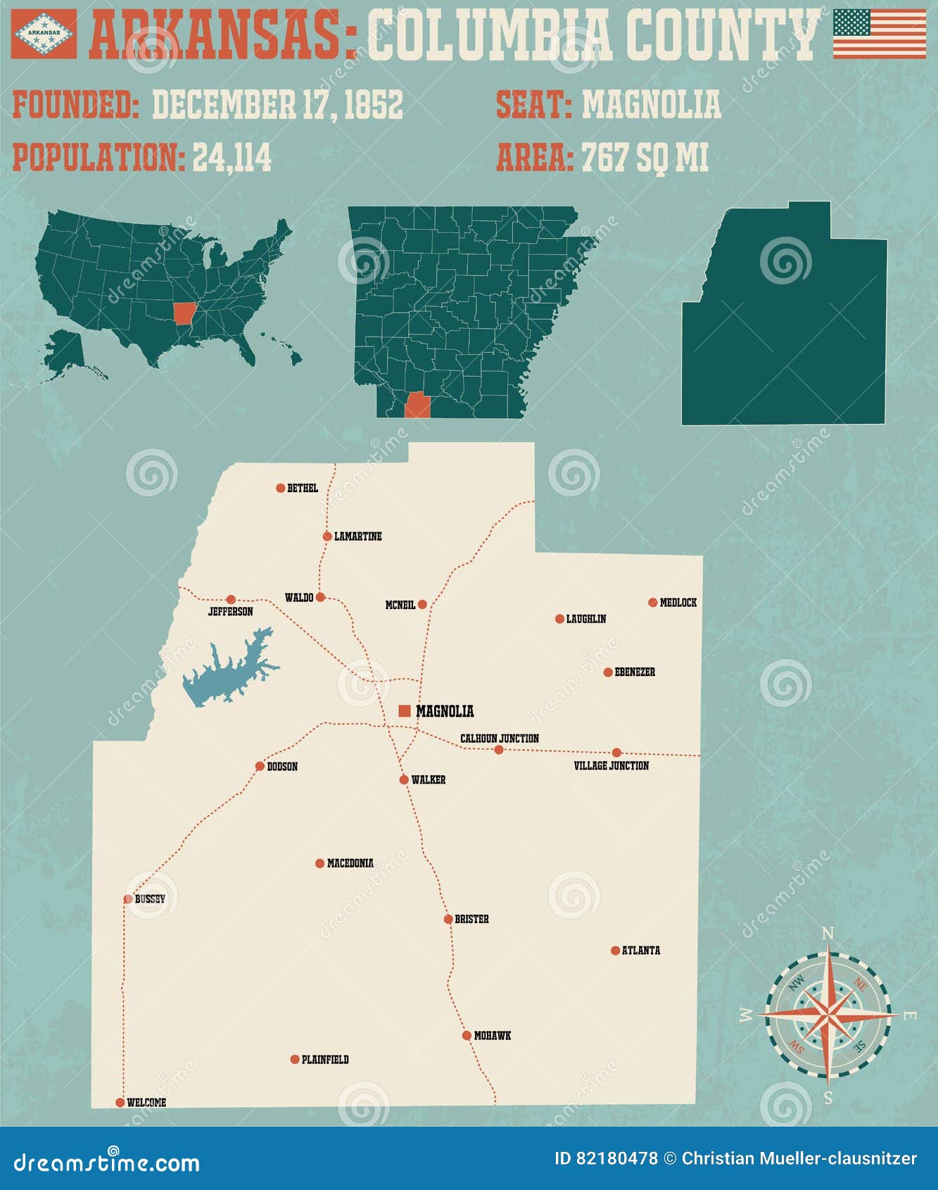 Arkansas: Columbia county stock illustration. Illustration of rivers ...