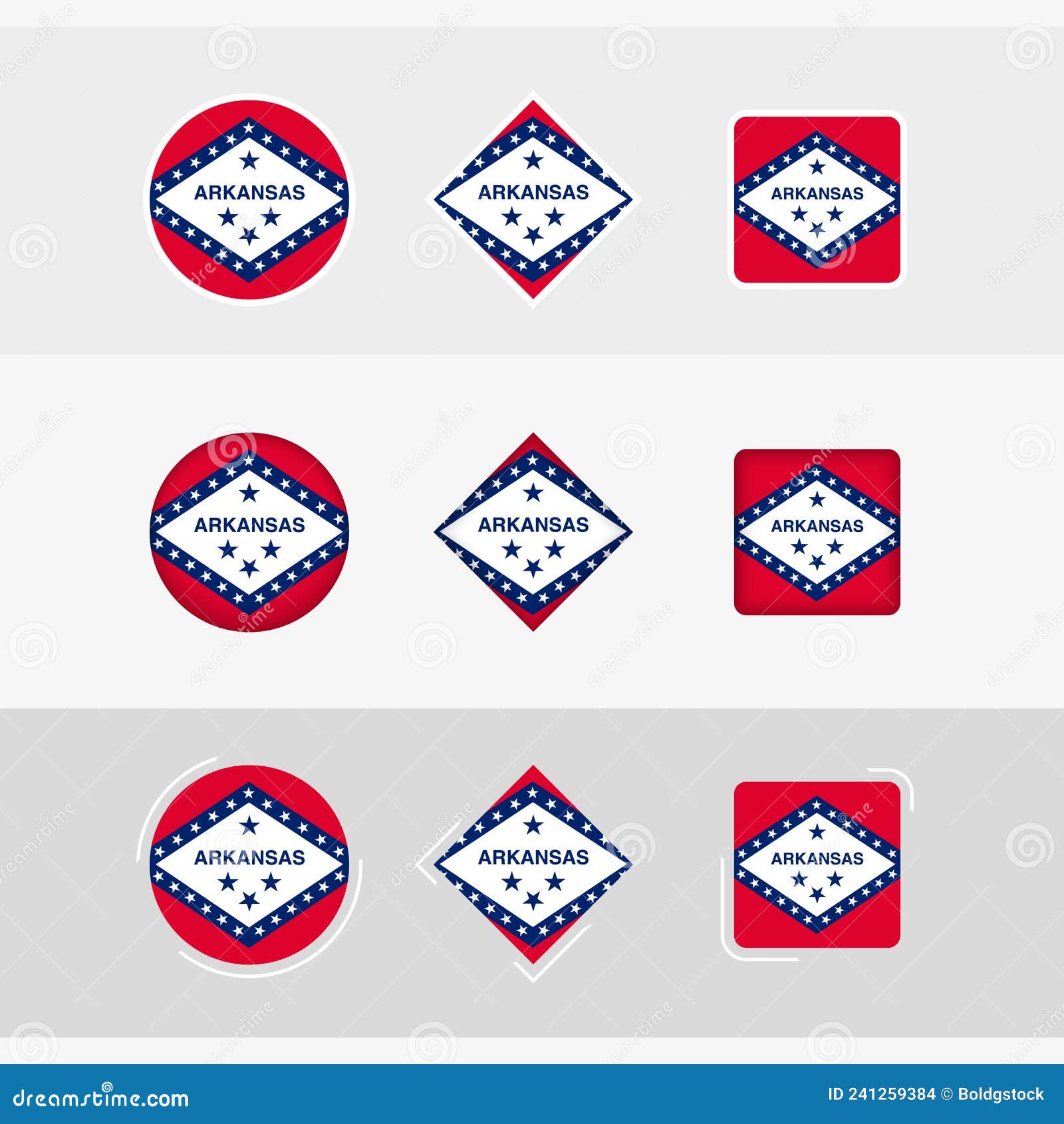 Arkansas Flag Icons Set, Vector Flag of Arkansas Stock Vector ...