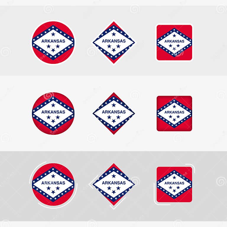 Arkansas Flag Icons Set, Vector Flag of Arkansas Stock Vector ...