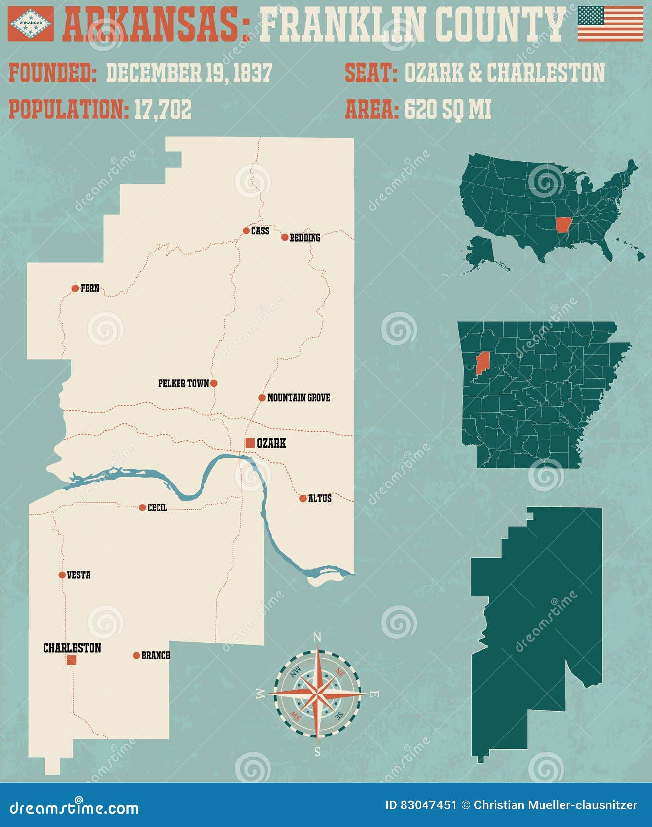 Arkansas: Franklin County stock vector. Illustration of states - 83047451