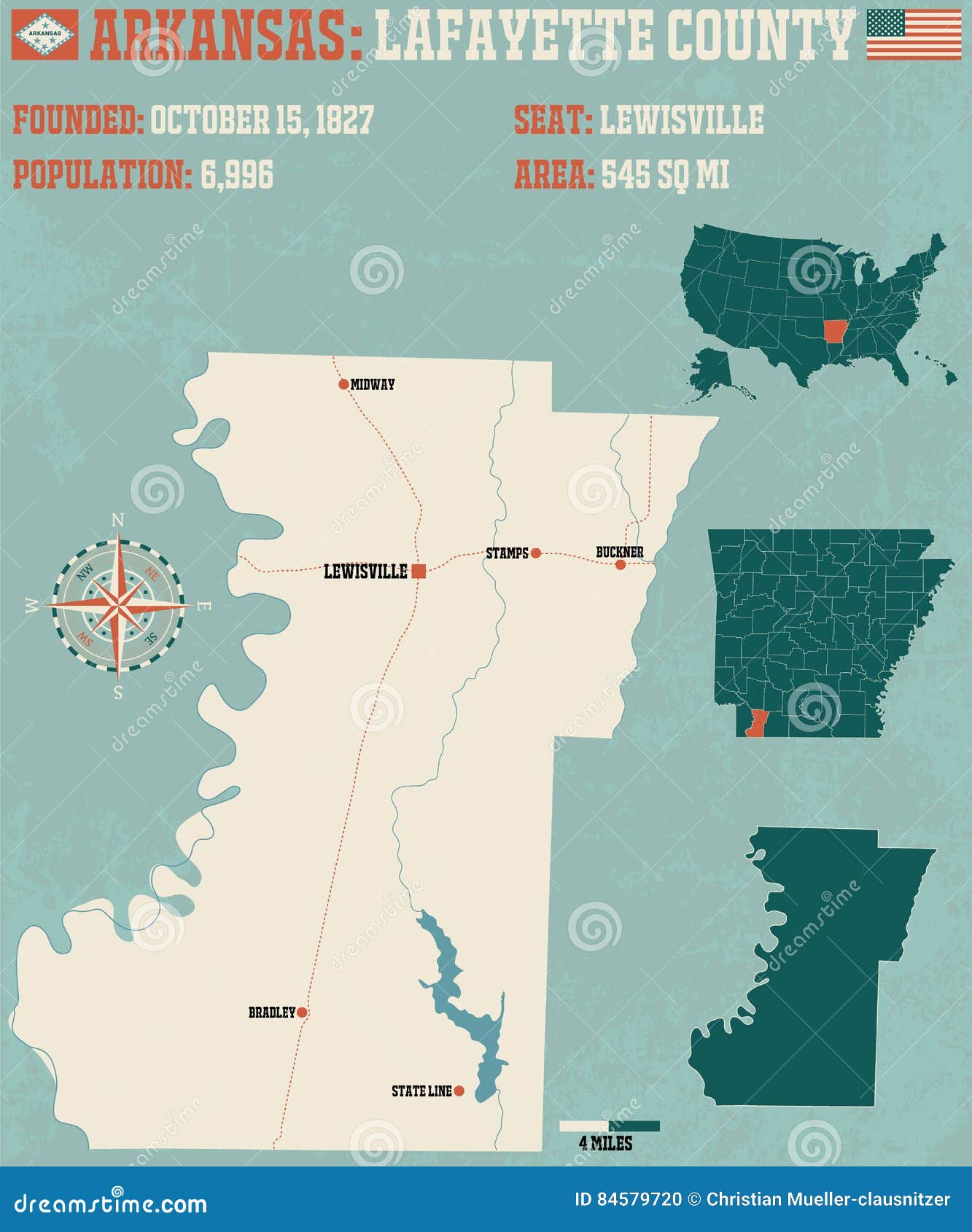Arkansas: Lafayette County stock vector. Illustration of education ...